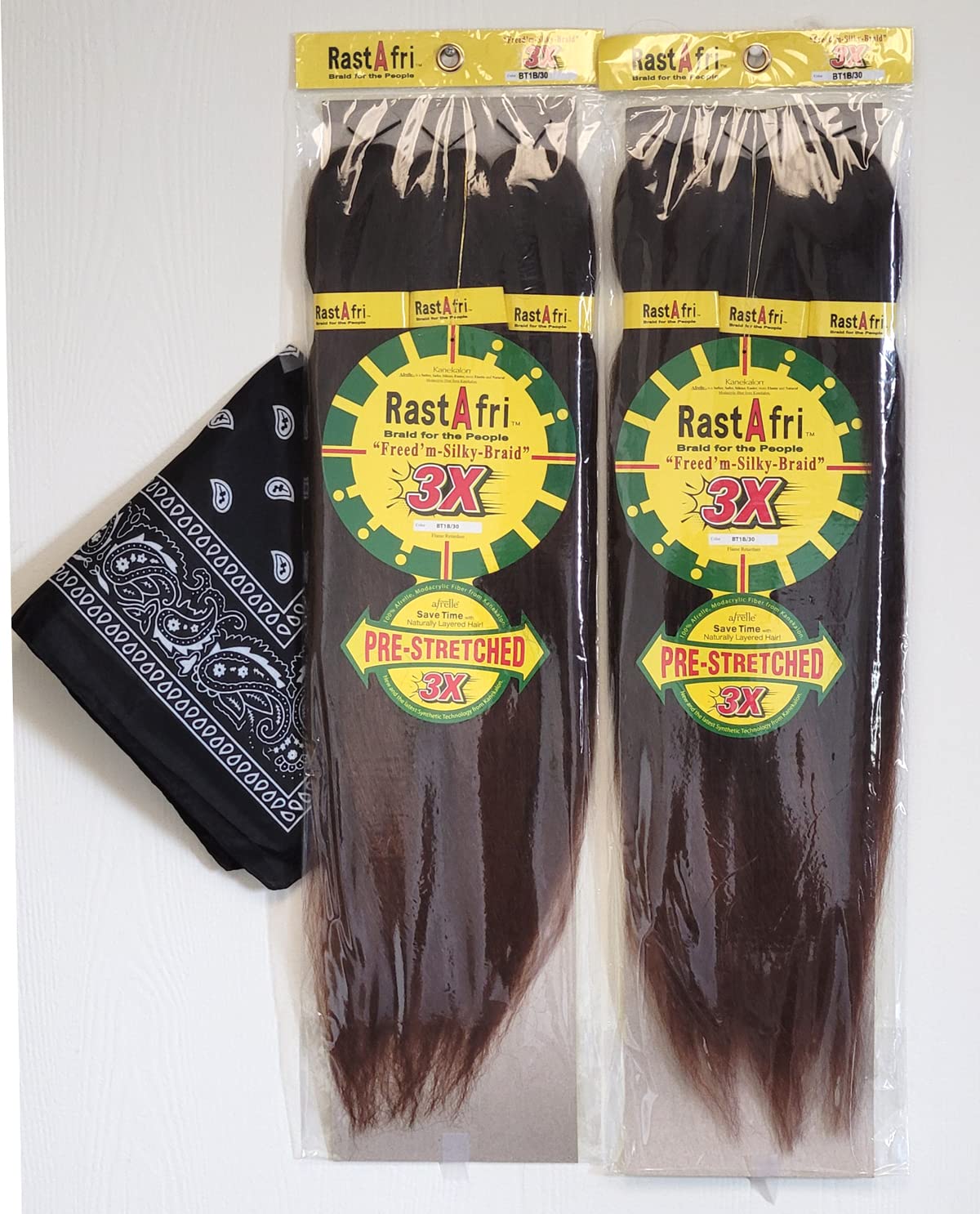 Amazon.com : RastAfri Pre-Stretched Silky Braiding Hair 3X with Bandana ...