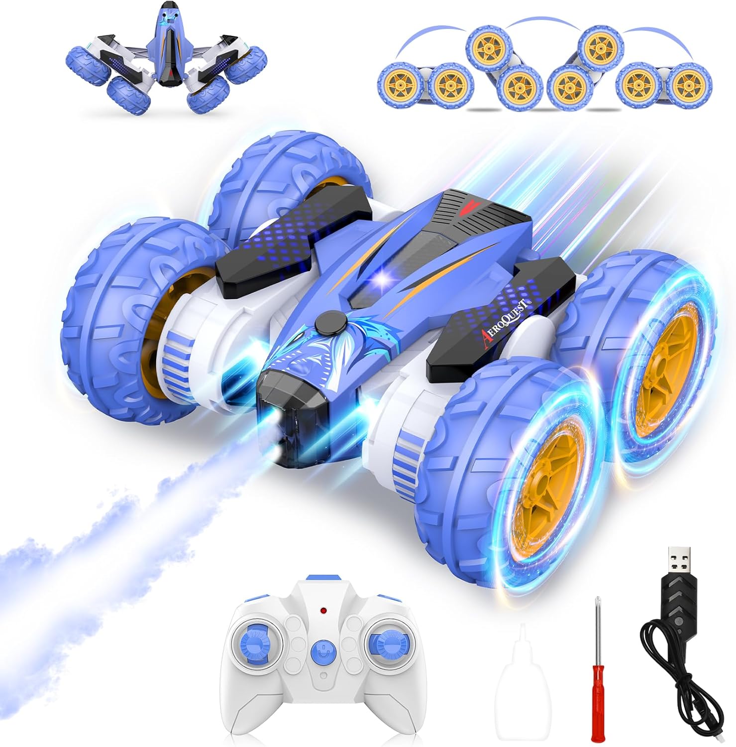 Amazon.com: AEROQUEST Remote Control Car - Double Sided RC Stunt Car ...