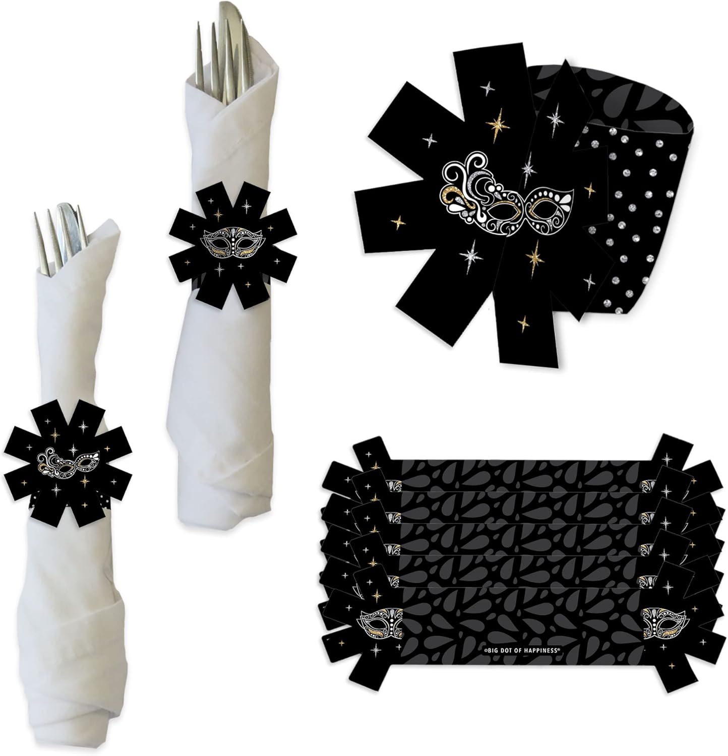 Amazon.com: Big Dot of Happiness Masquerade - Venetian Mask Party Paper ...