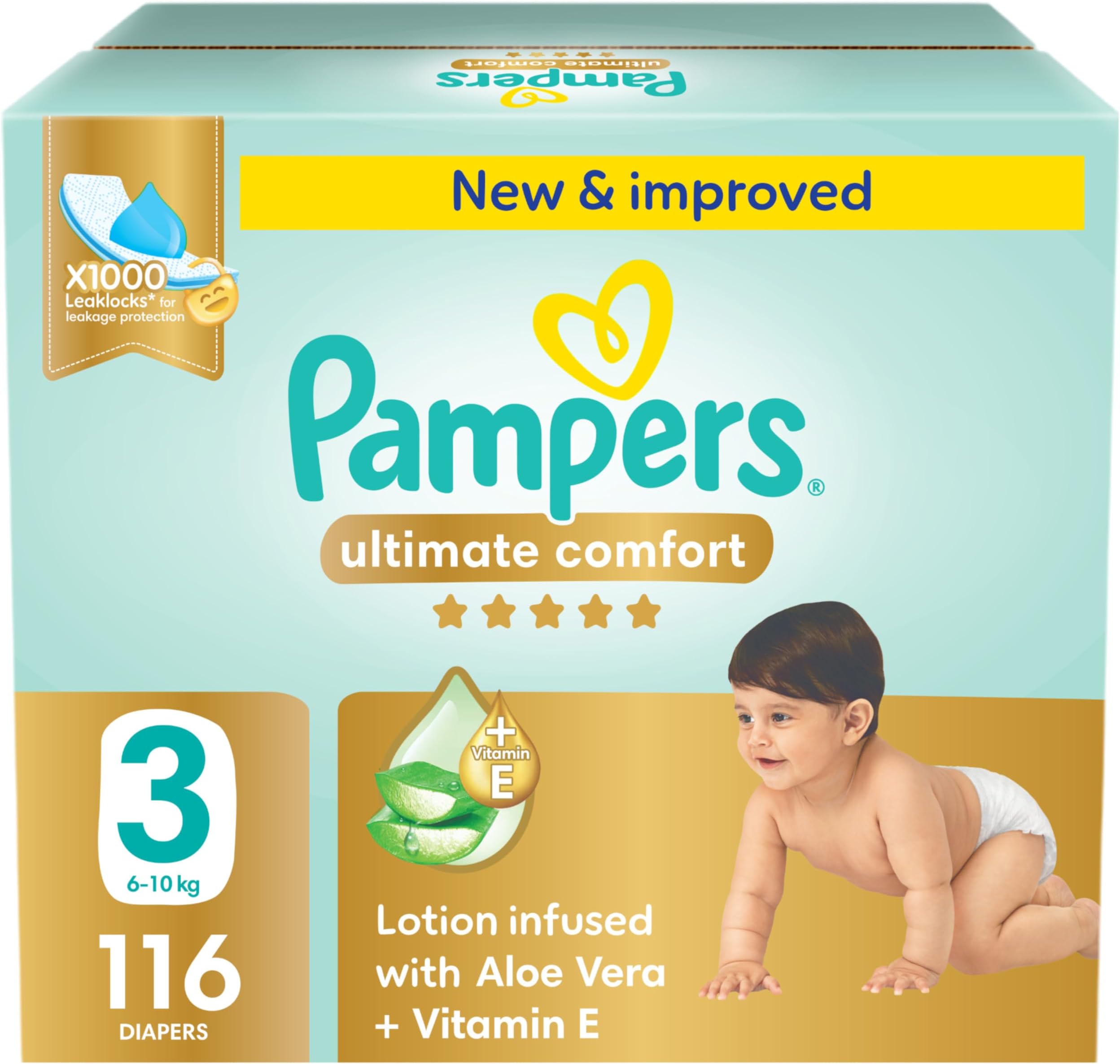 Pampers Aloe Vera, Size 3, Midi, 6-11 kg, Giant Saving Box, 105 Pants ...