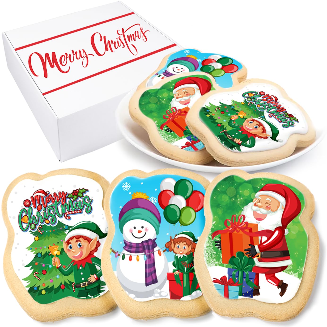 Amazon.com: Christmas Cookies Decorated Gift Basket Large 6 PACK ...
