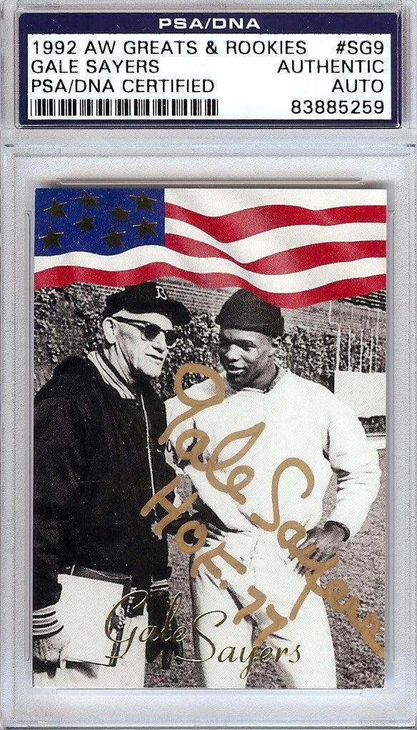 Gale Sayers Autographed 1992 AW Greats Card Bears HOF 77 83885259 - PSA ...