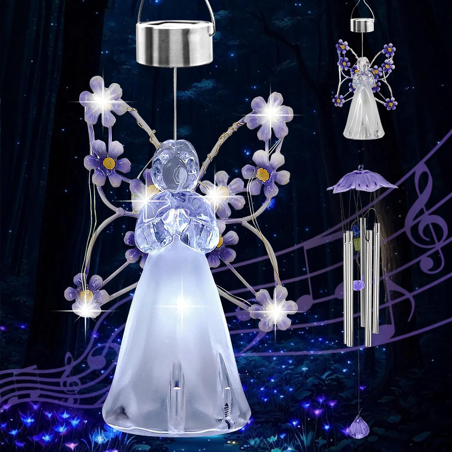 Amazon.com : Strackvial Solar LED Wind Chime Lights, Hanging Angel Wind ...