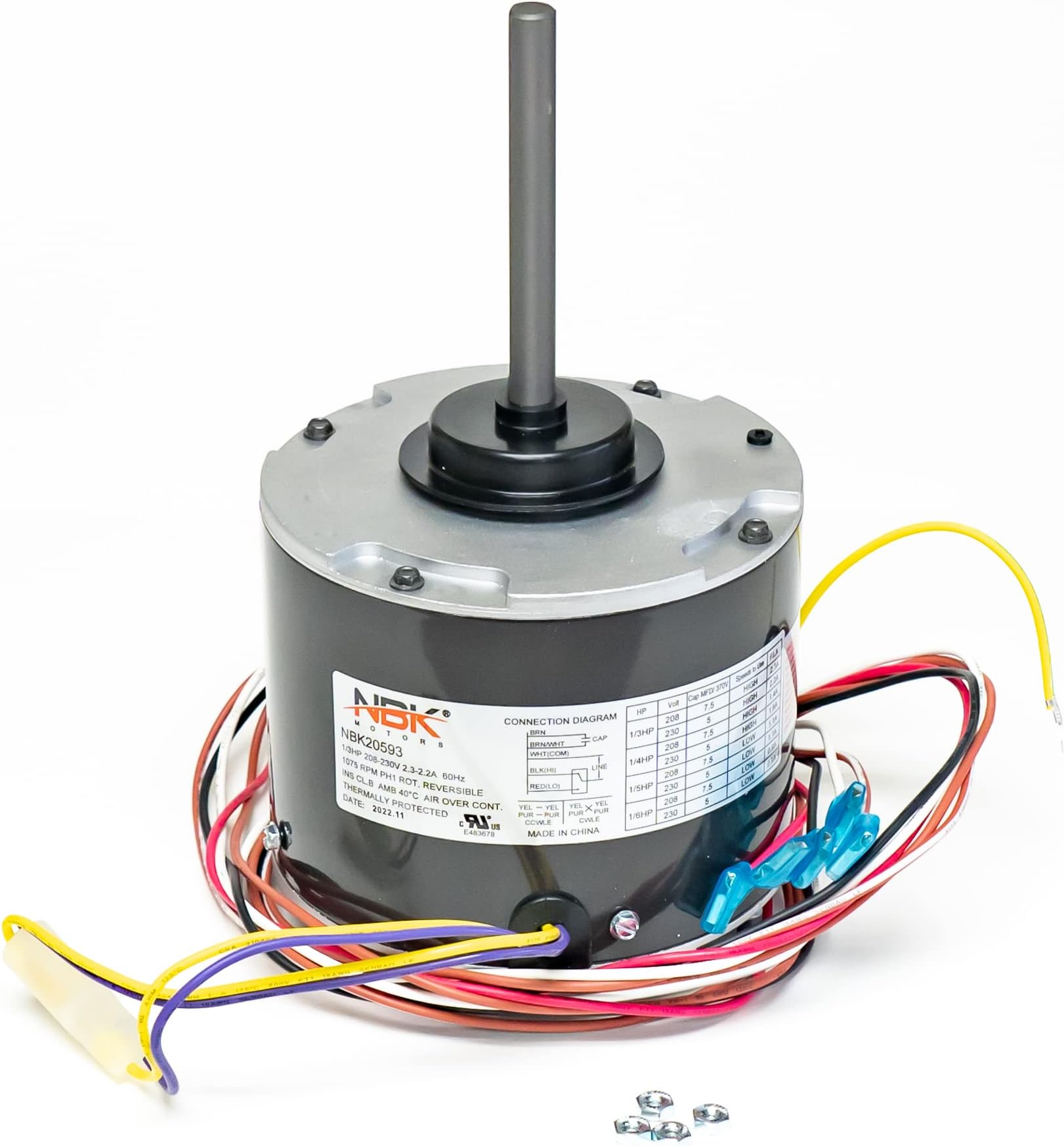 1/3 hp 208-230 Volts 1075 rpm Enclosed Condenser Motor - Amazon.com