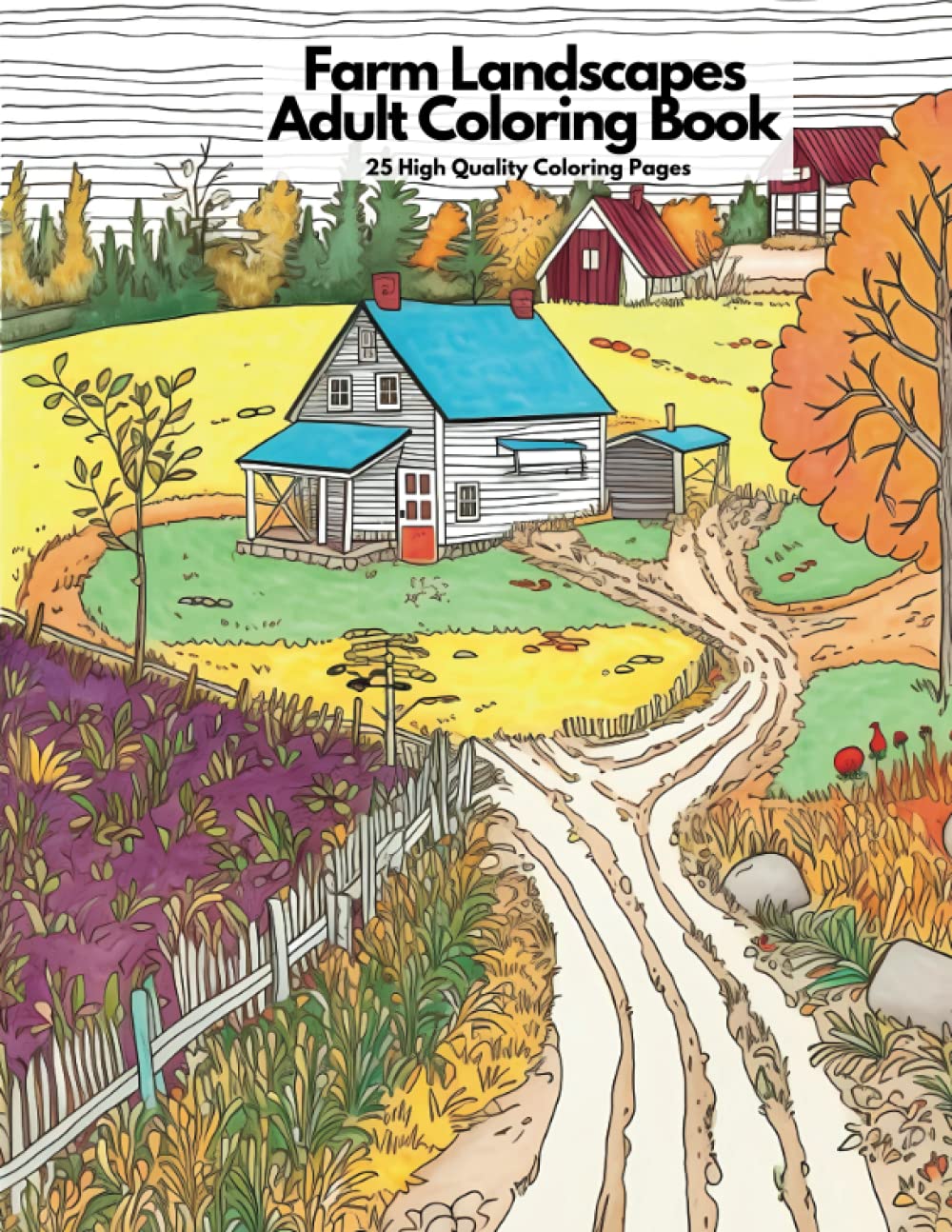 Amazon.com: Farm Landscapes & Animals Adult Coloring Book: 25 Unique ...