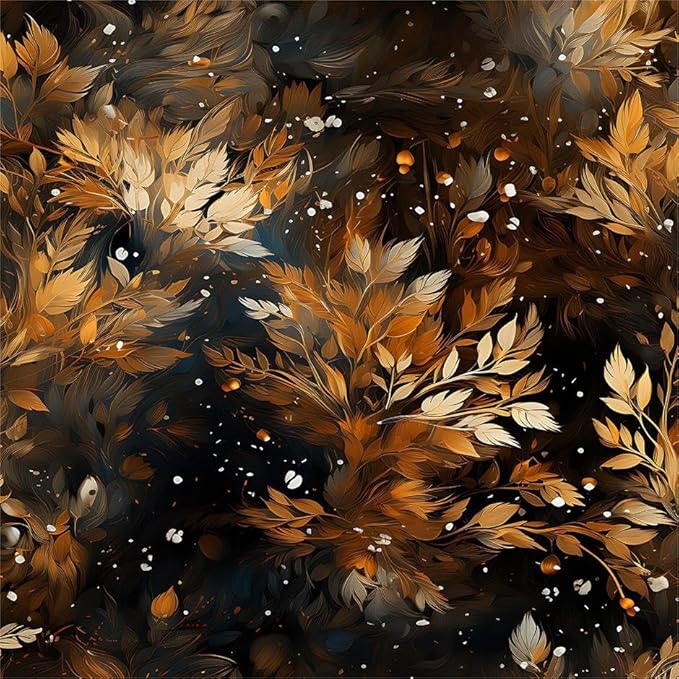 REDAMANCY Yellow/Orange/Black Abstract Leaf Oil Painting Peel and Stick ...