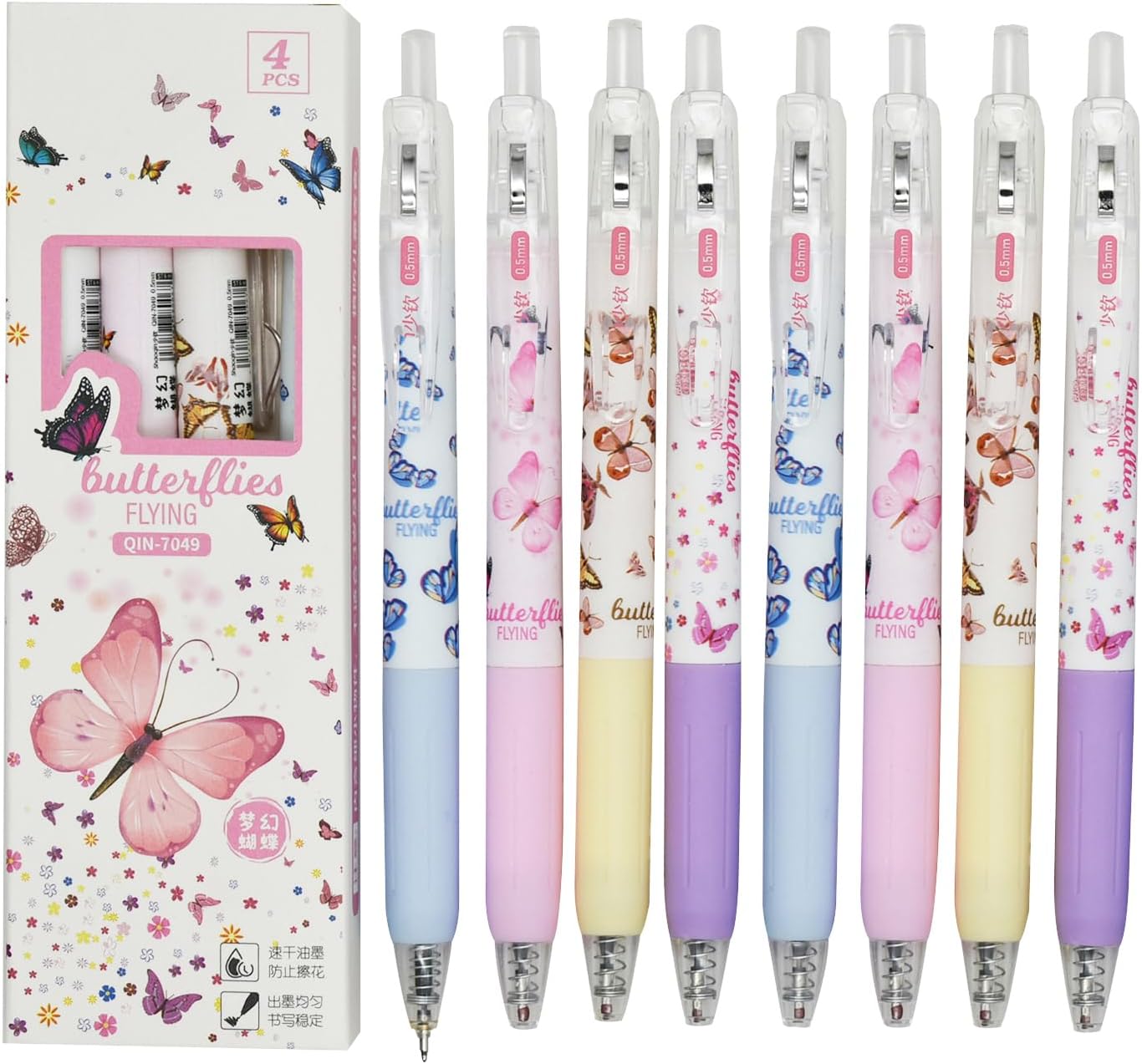 Amazon.com: Lopenle 12 PCS Butterfly Pens Retractable Flower Pen Floral ...