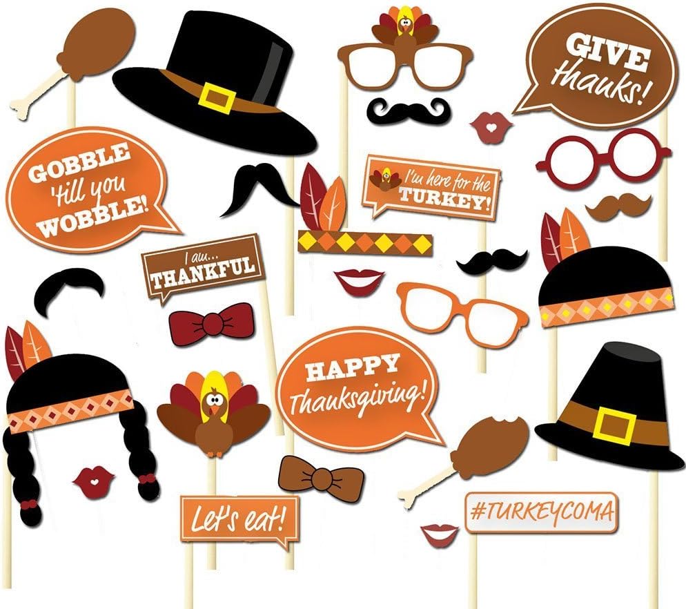 Amazon.com: BinaryABC Thanksgiving Photo Booth Props,Thanksgiving Day ...