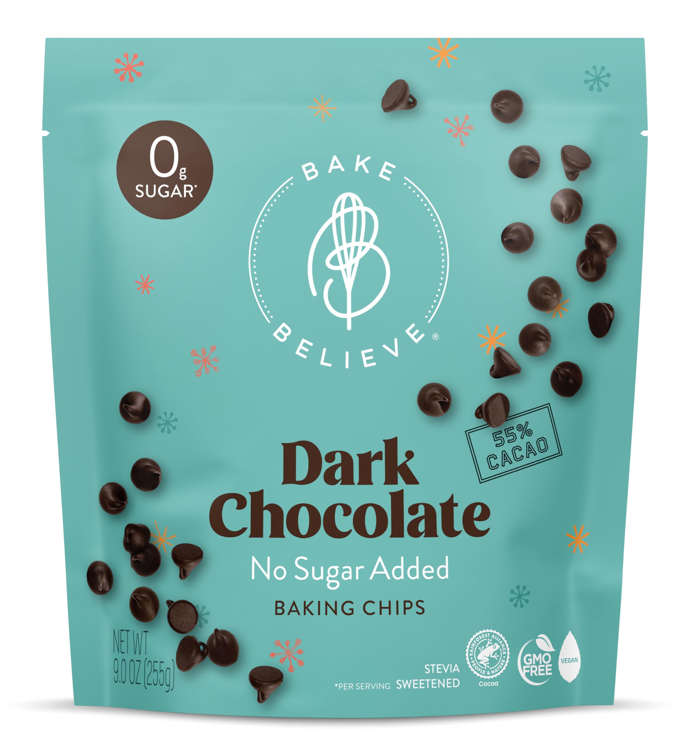 Amazon.com : Bake Believe Dark Chocolate Baking Chips, Stevia Sweetened ...