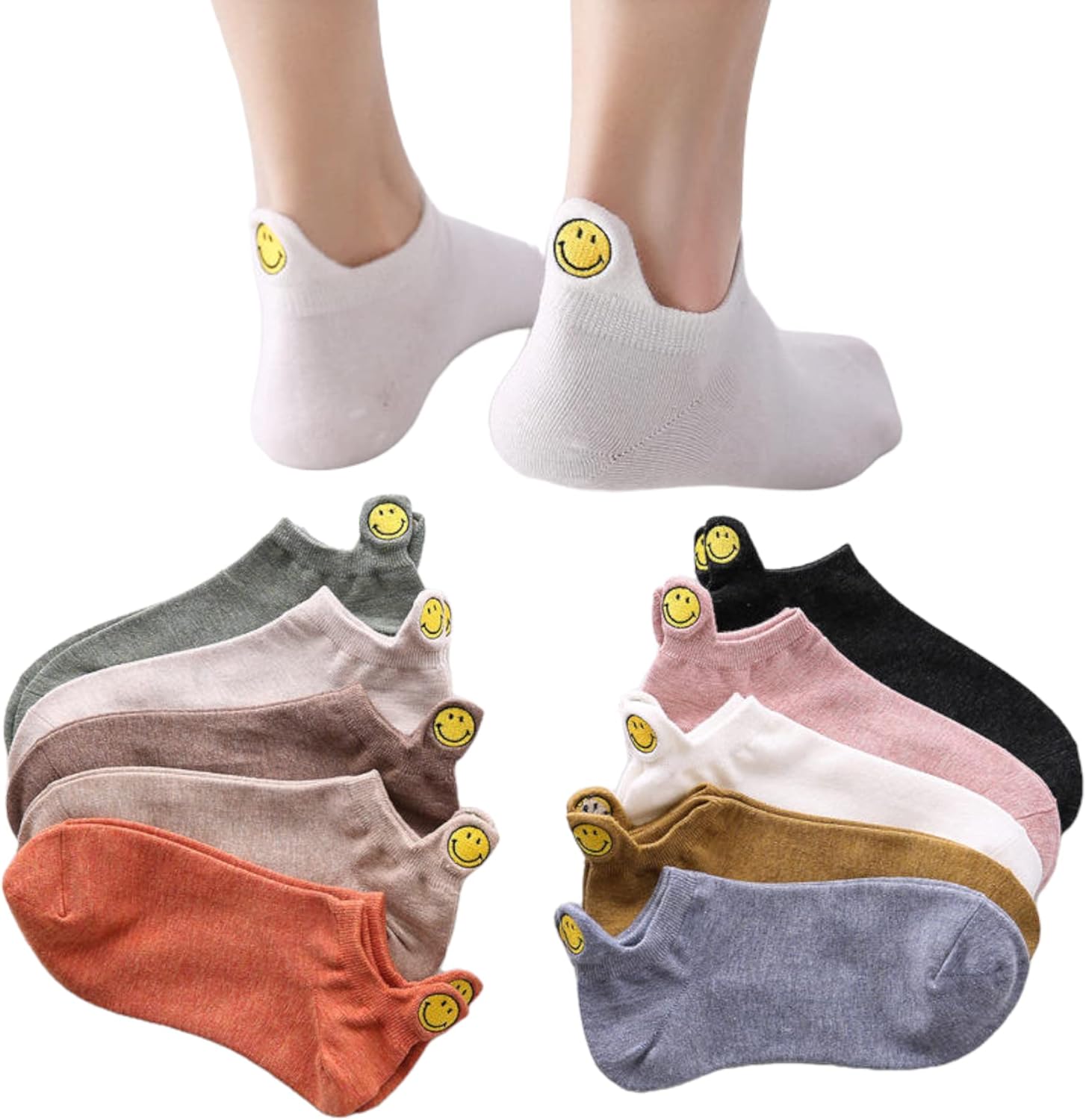 Amazon.com: Cute Fun Smile Face Socks SET Preppy Socks for Women, Girls ...