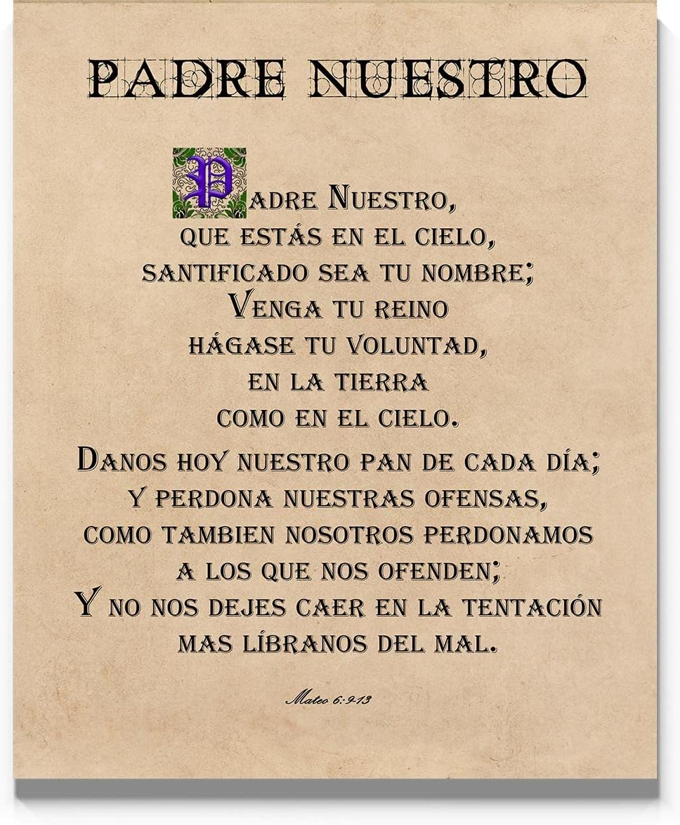 Padre Nuestro, The Lords Prayer Spanish Wall Decor, 11"x14" Unframed ...