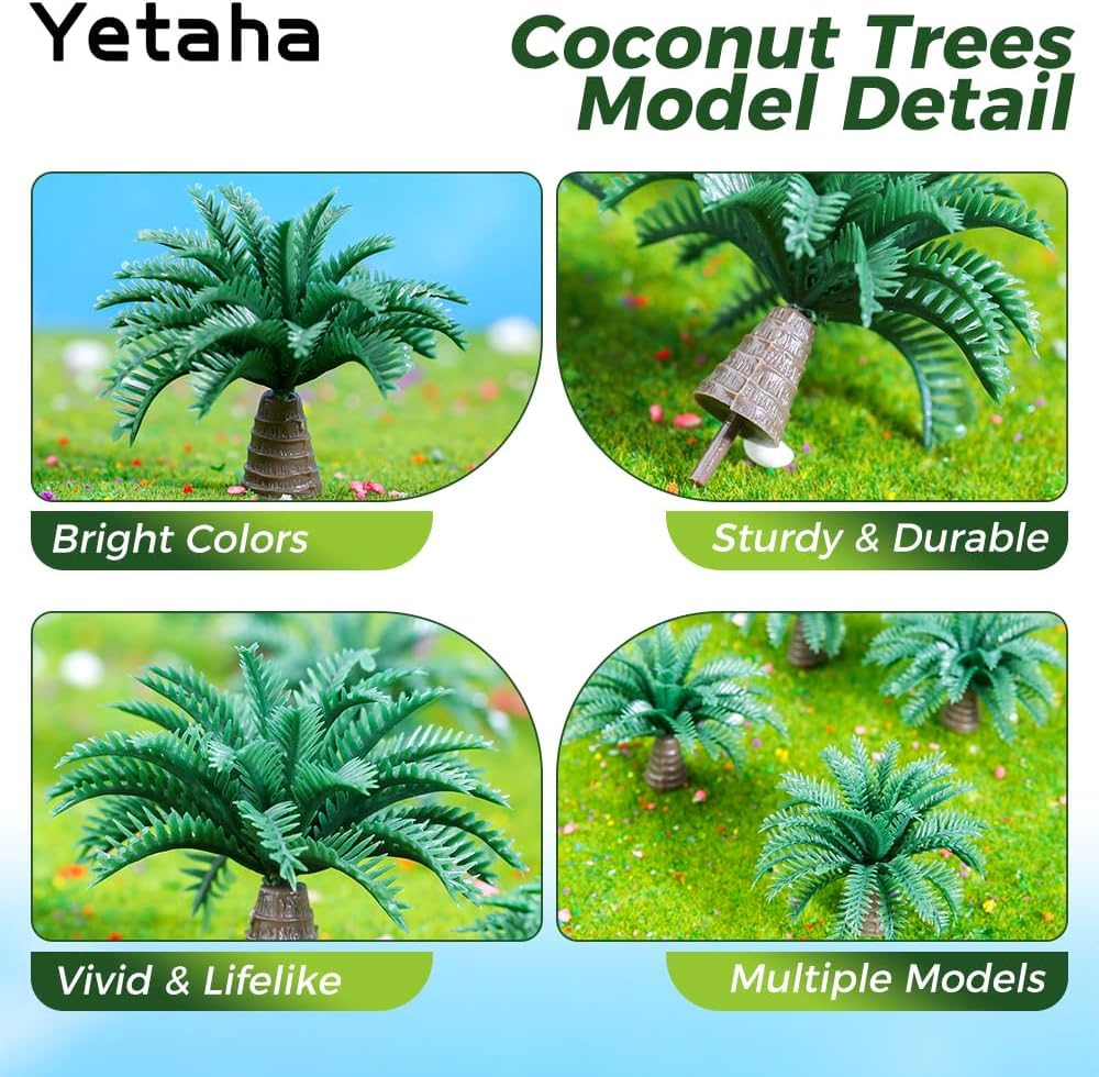 Yetaha 20PCS Mini Coconut Model Trees, Miniature Palm Trees Model ...