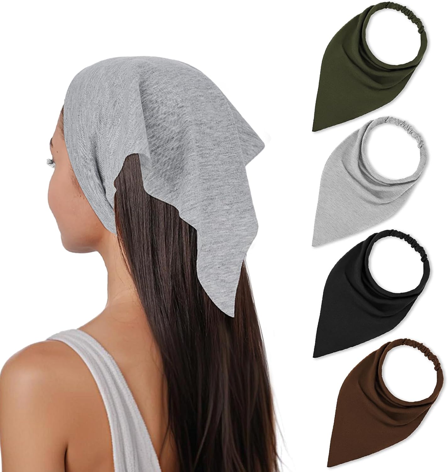 Sibba Triangle Bandana 4 Pcs Elastic Headband Boho scarf Non Slip ...