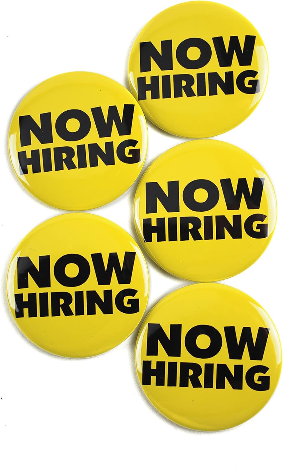Amazon.com: 5 Pack - Now Hiring Yellow - 2.25 Inch Round Buttons : Arts ...