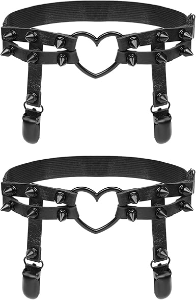 alisikee 2pcs Adjustable Leg Garter with Black Clips, Elastic Thigh ...