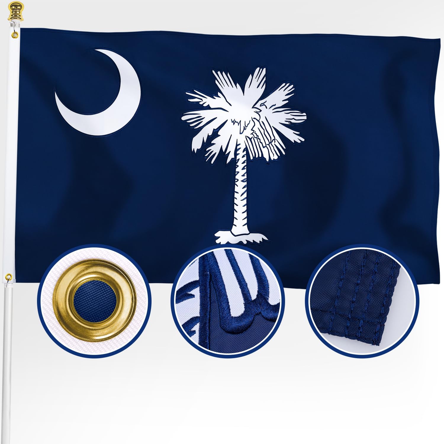 Amazon.com : REIDFERR South Carolina Flag 3x5 Outdoor Double Sided ...