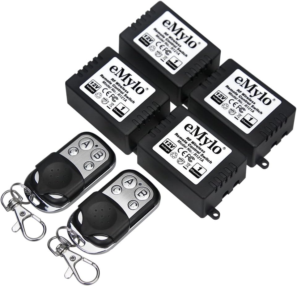 eMylo DC 12V 4x1channel RF Relay Wireless Remote Control Light Switch ...