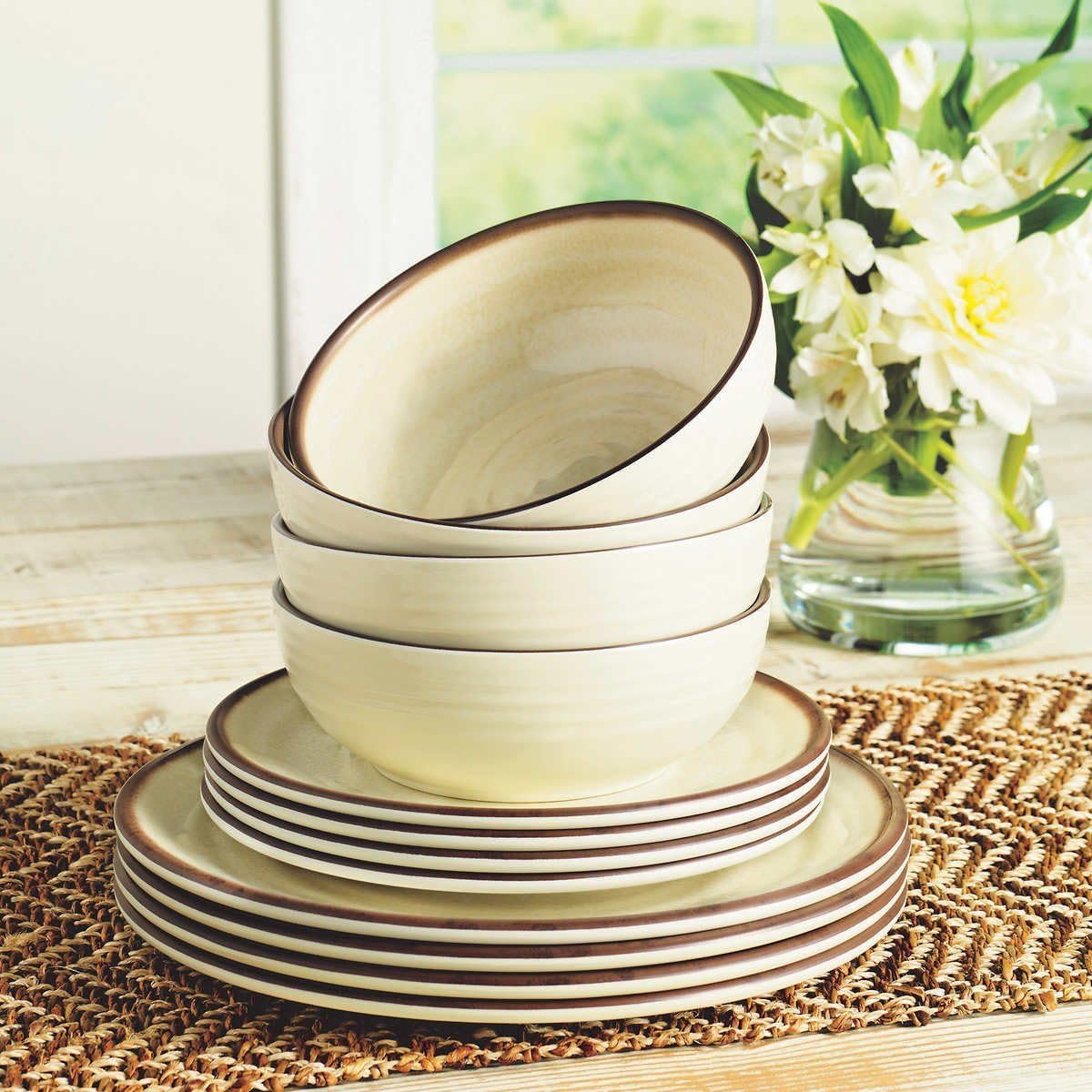 Amazon.com | Gianna's Home 12 Piece Rustic Farmhouse Melamine ...