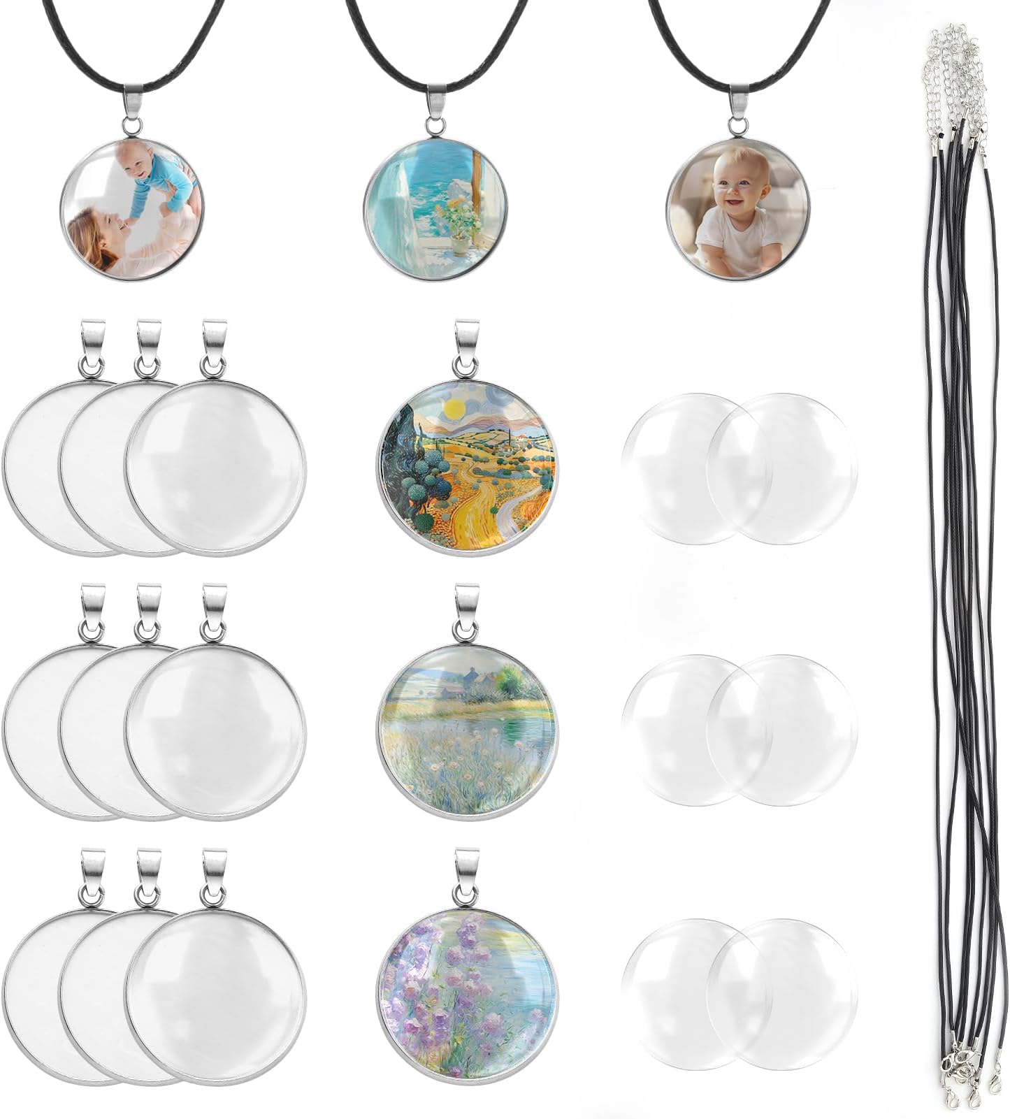 Amazon.com: anezus Pendant Trays with Glass Cabochons for Jewelry ...