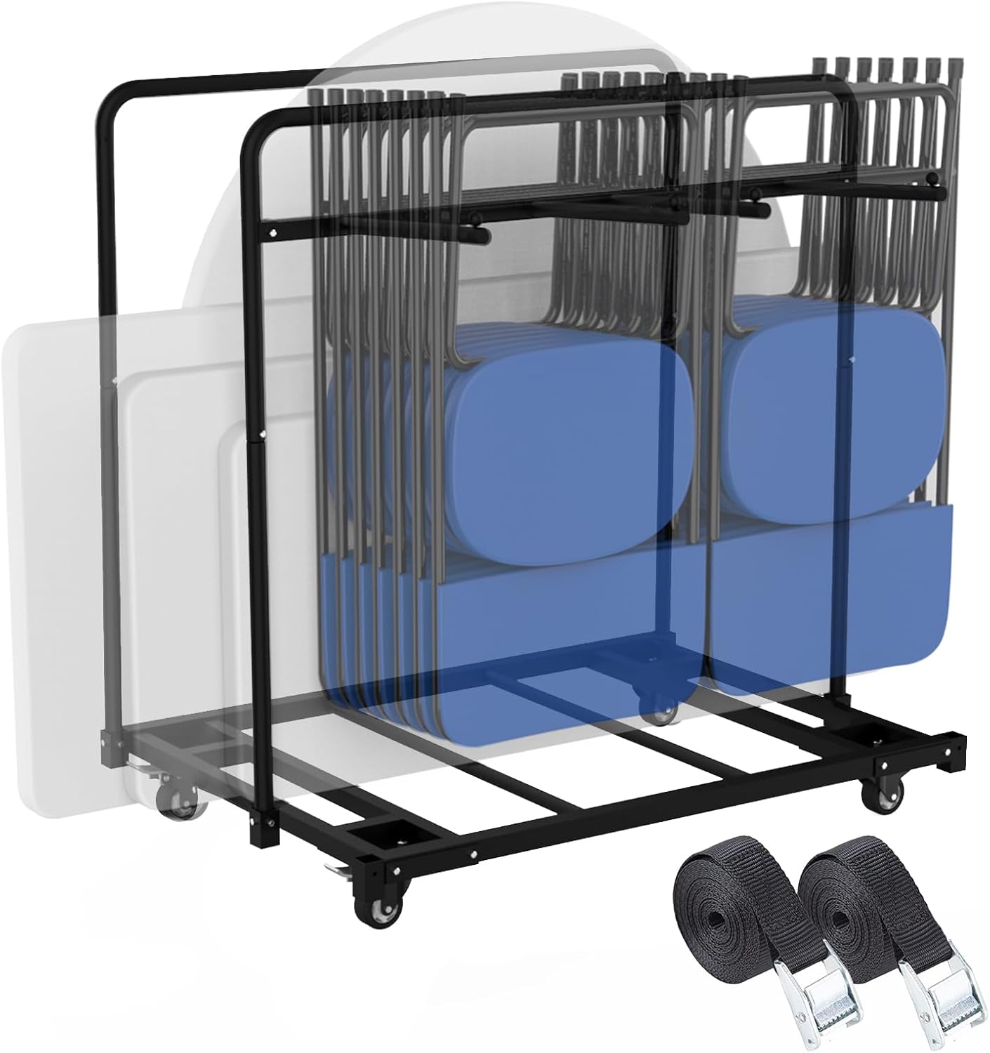 Amazon.com: Folding Chair And Table Cart, Folding Round Table Dolly ...