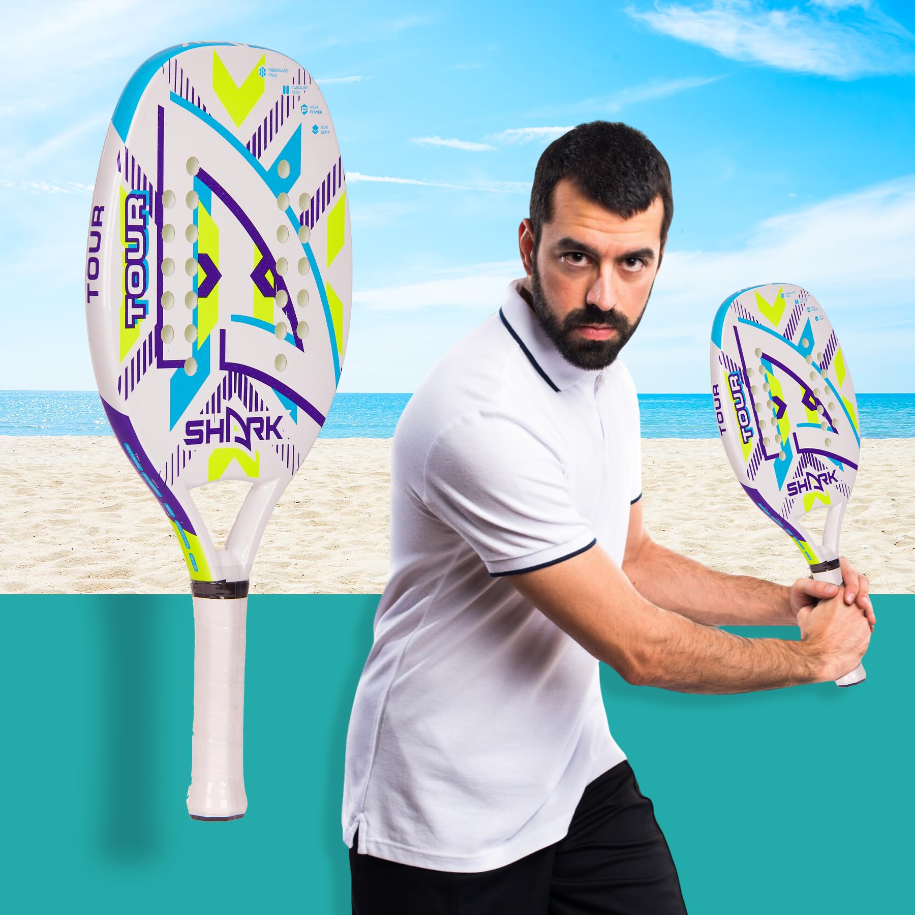 EVA Soft Core Sports Equipment Shark Tour Beach Tennis Racket ...