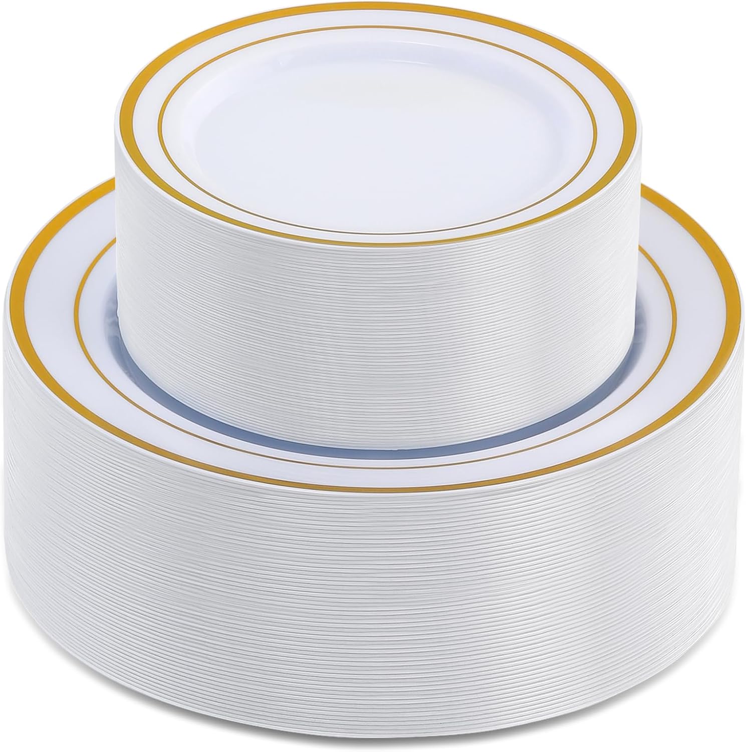 Amazon.com | AOZITA 100 Pcs Gold Plastic Plates for Party, Disposable ...