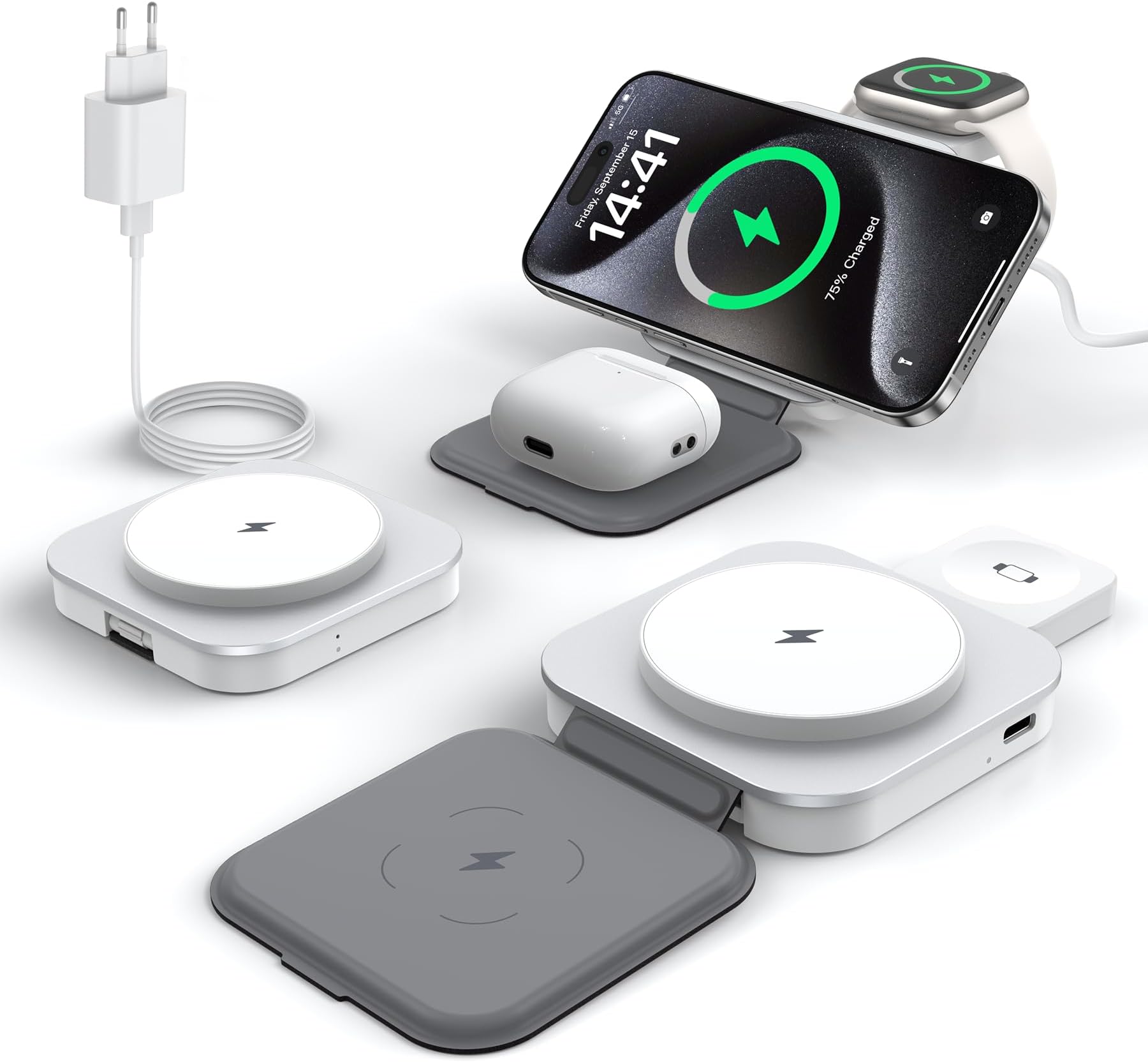 KEEPRO Cargador Pare iPhone Carga Rapida, Cargador Inalámbrico 3 en 1 ...