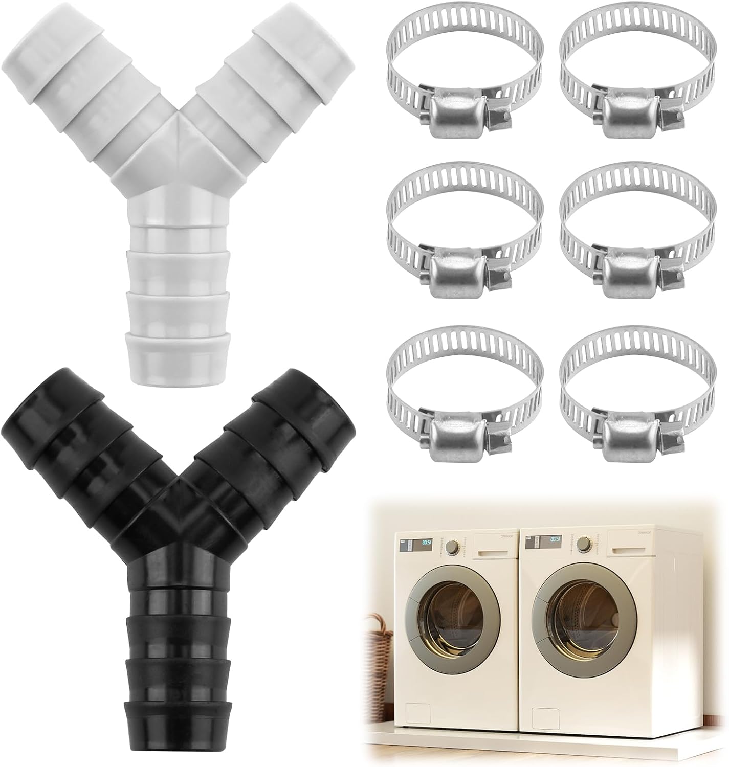 teasteam 2 Way Y Splitter for Waste Pipes Connector for Washing Machine ...