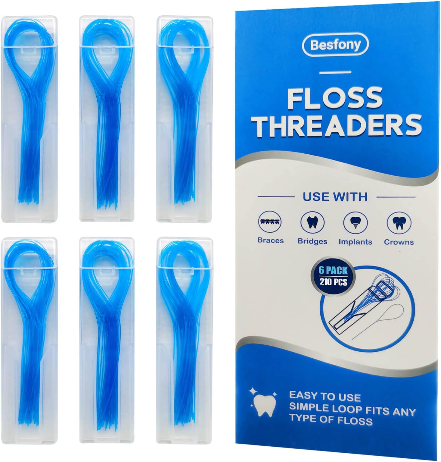 Amazon.com : Besfony 210 Counts Floss Threaders for Braces, Bridges ...