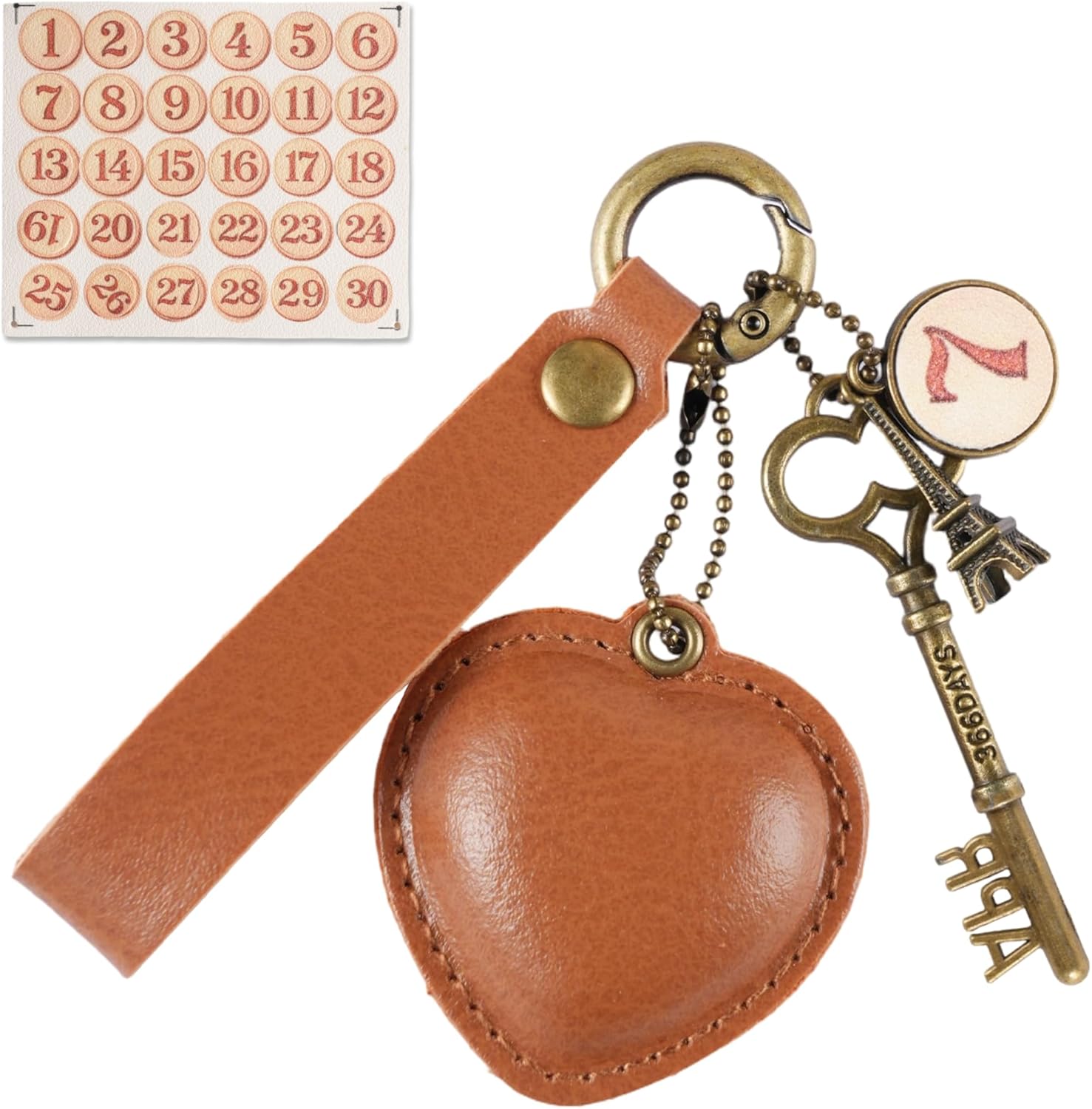 EDIBOGIA Personalized Heart-Shaped Leather Keychain with a Birthday ...