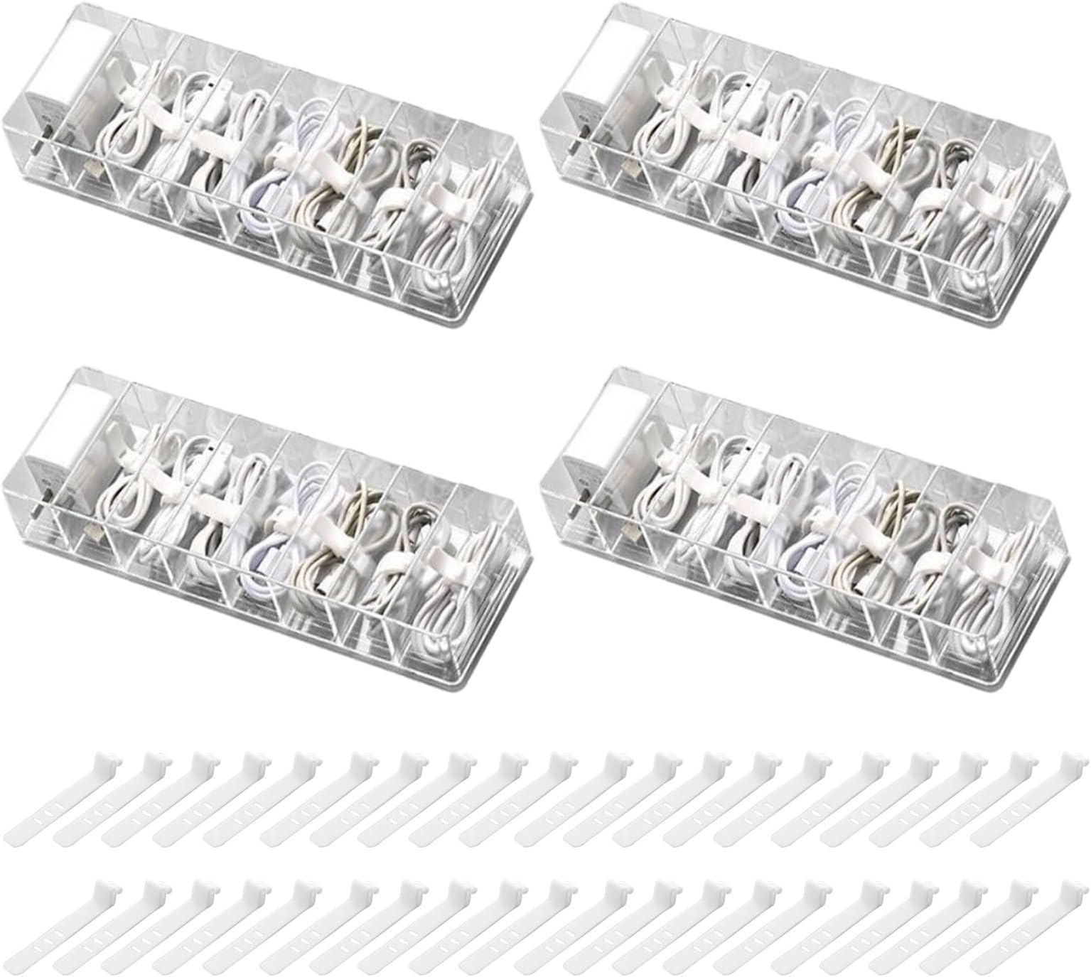 Amazon.com: 4 Pcs Plastic Cable Organizer Box with 40 Pcs Wire Ties ...