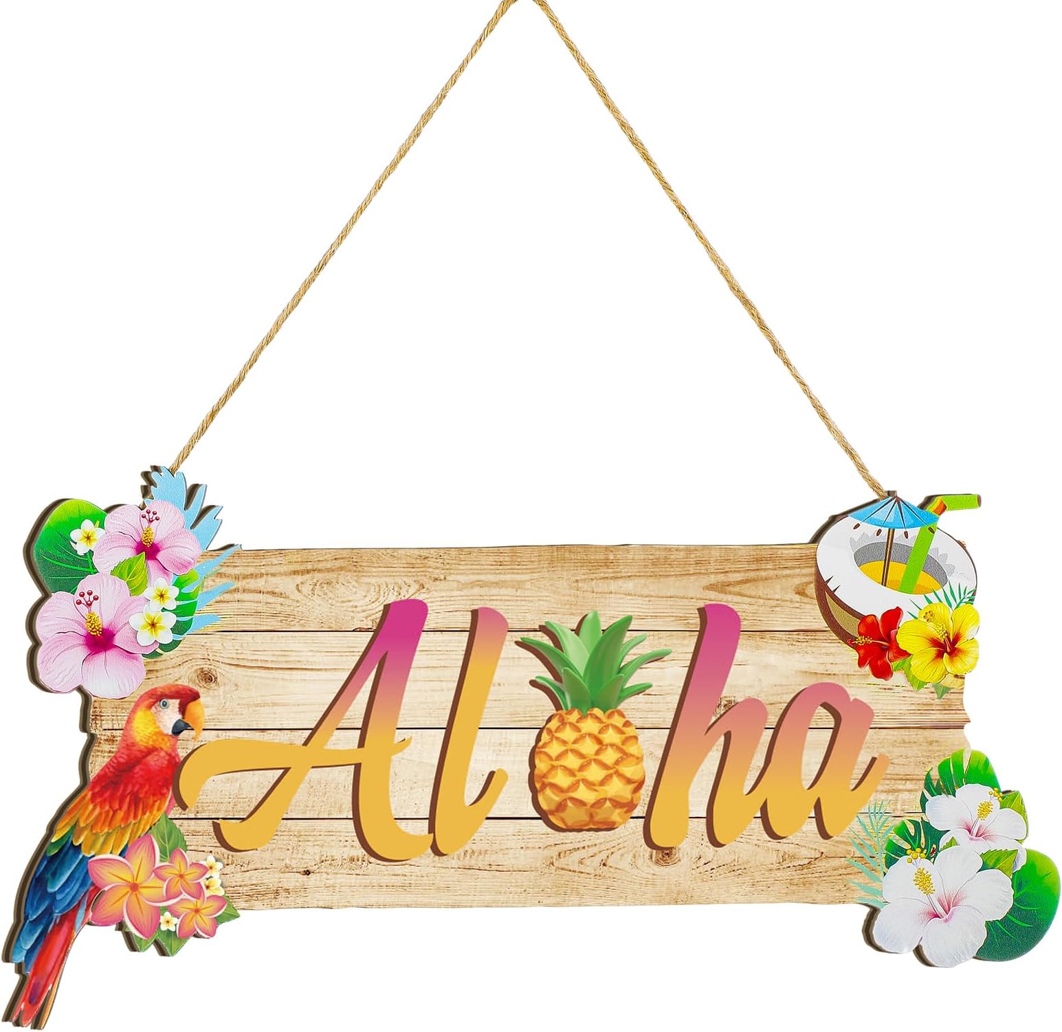 Amazon.com: RattanView Hawaiian Aloha Wooden Sign Wall Hanging Plaque ...