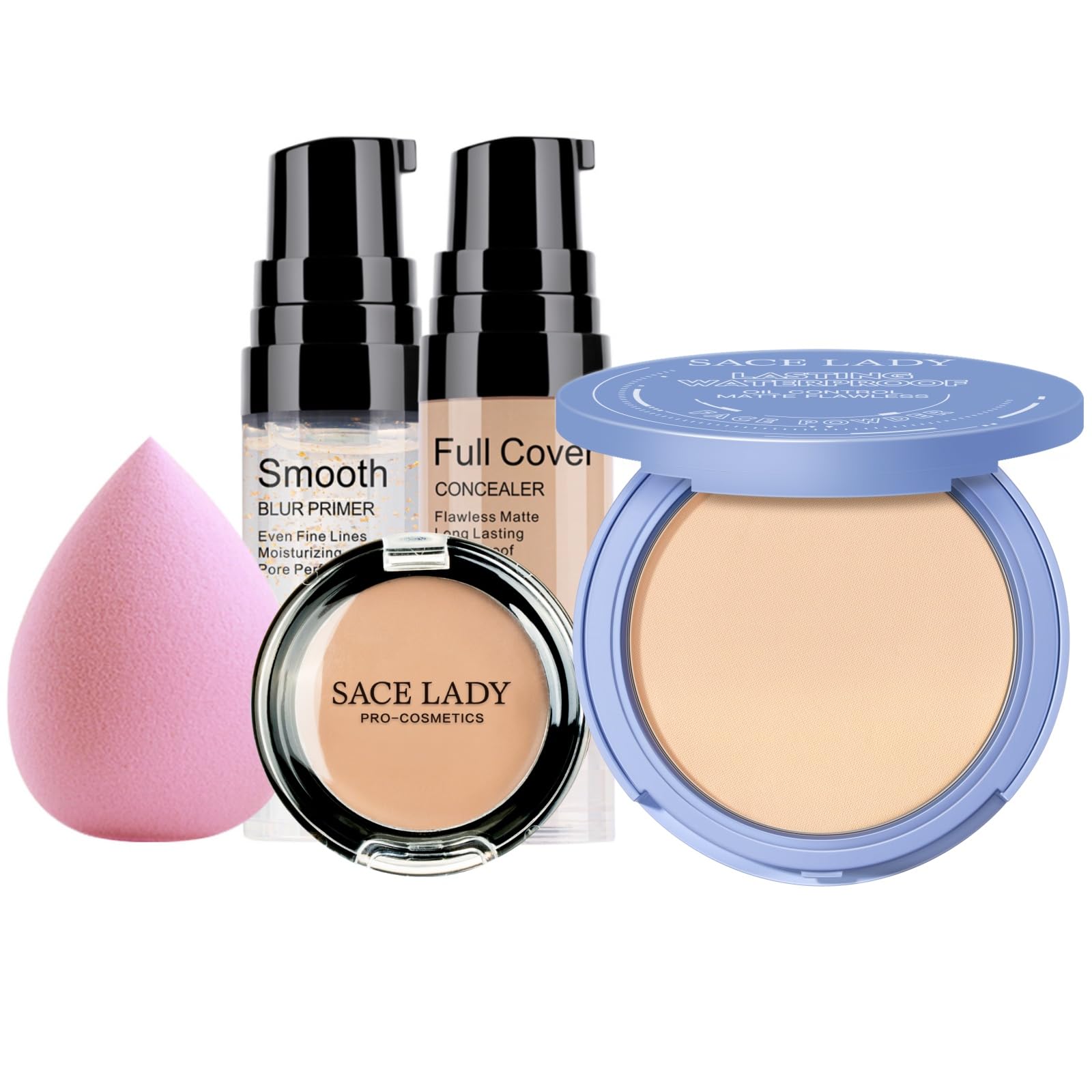 Amazon.com : SACE LADY Face Setting Powder & Full Cover Foundation ...