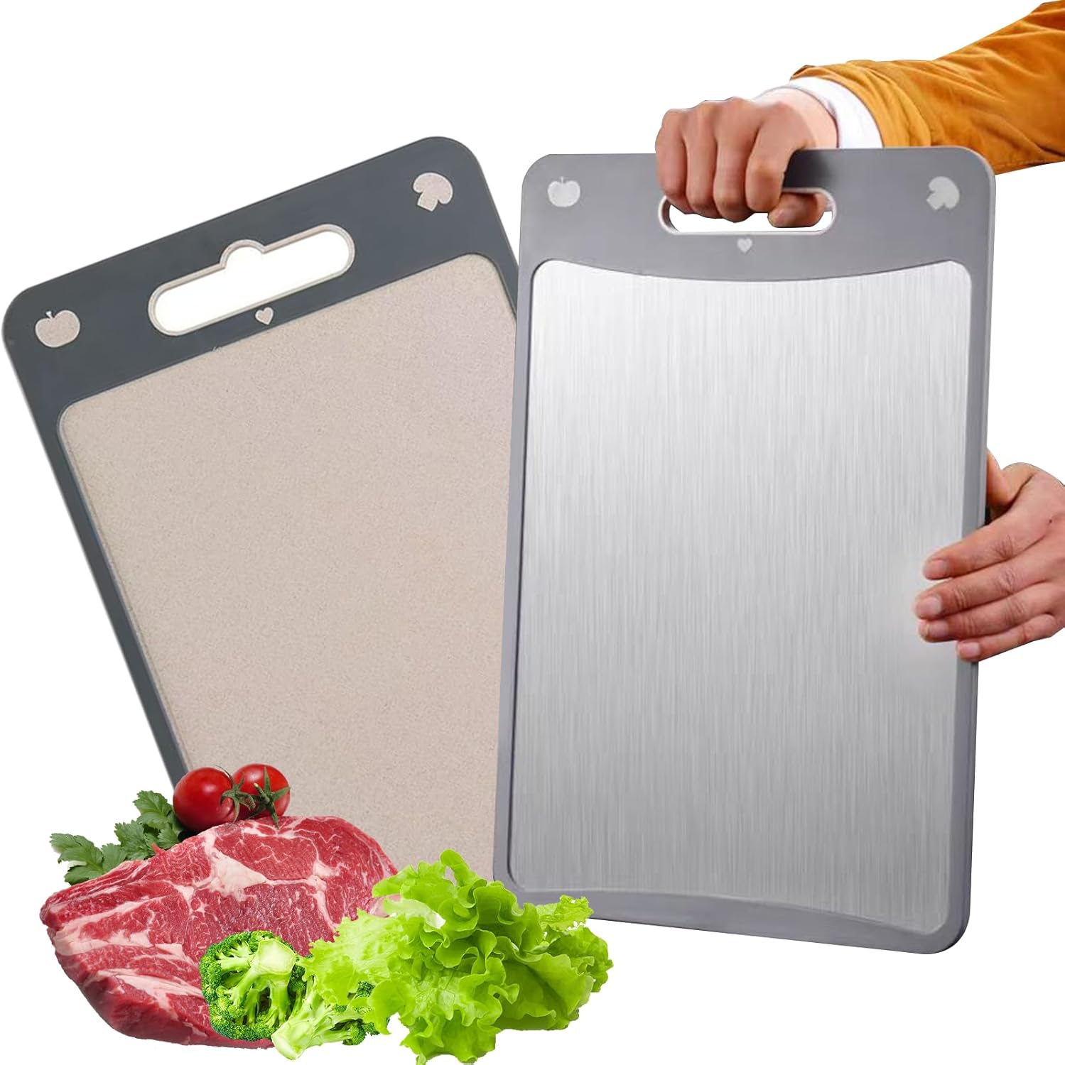 Amazon.com: Cutting Board Double Sided, Meat Cutting Boards,304 ...