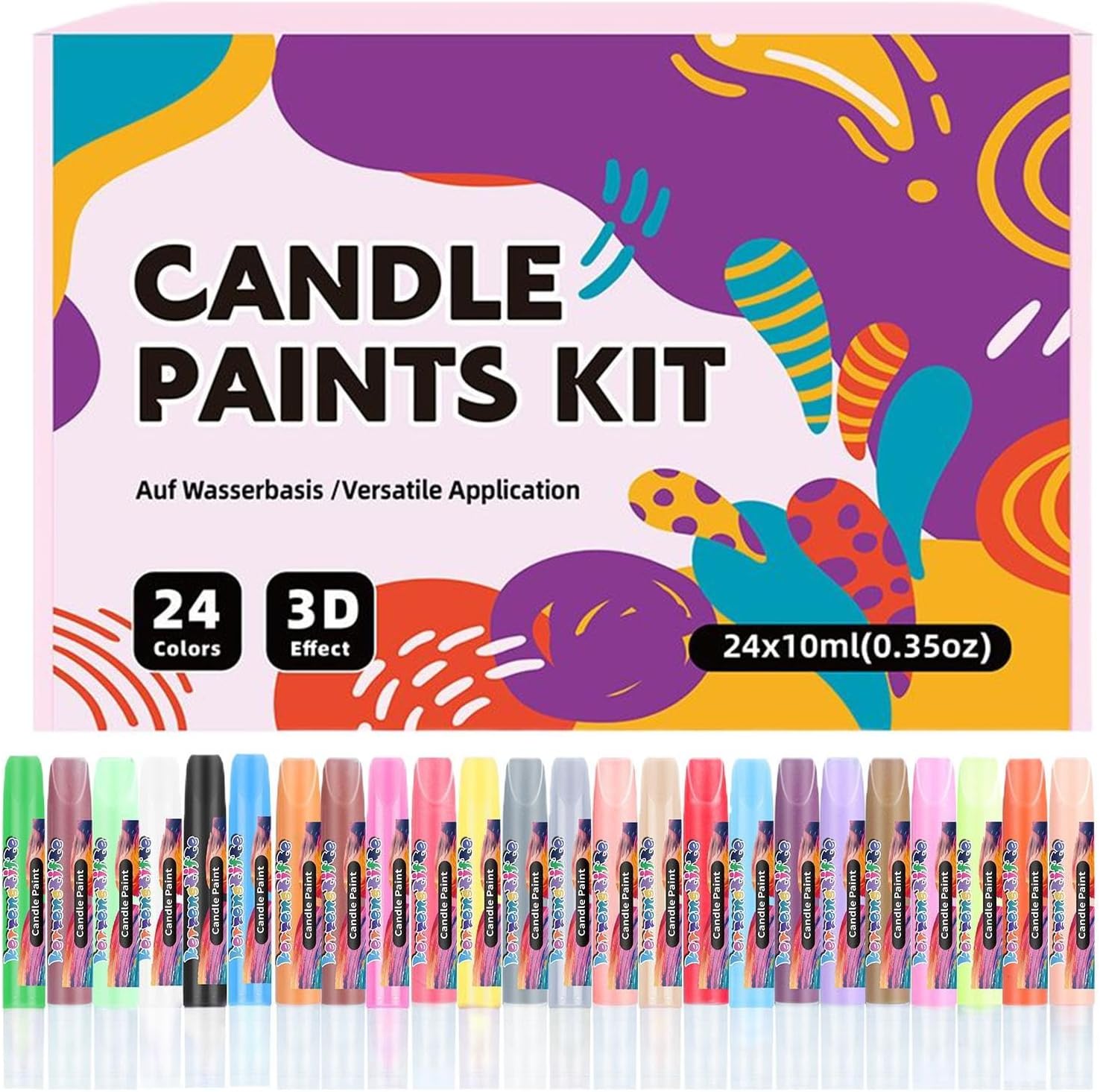 Candle Painting Kit, 24 Colors Candle Wax Pens for Candles Decoration ...