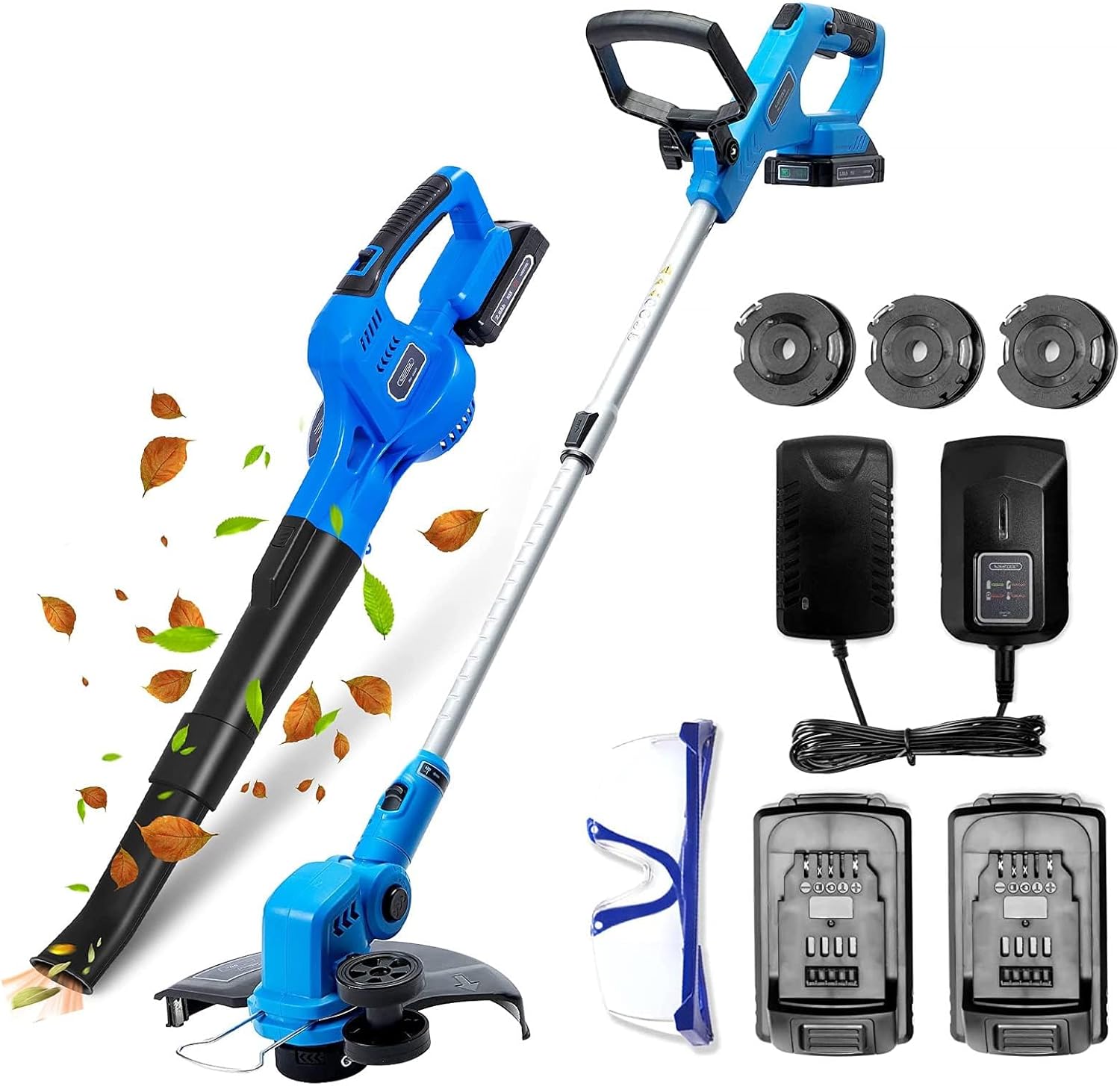WISETOOL 20V Cordless String Trimmer & Edger and Leaf Blower Combo Kit ...