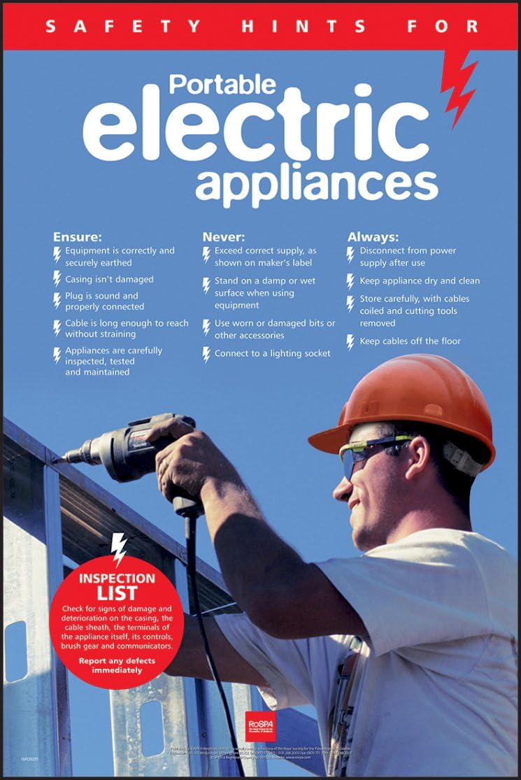 Safety RoSPA Poster Portable electrical appliances Paper : Amazon.co.uk ...