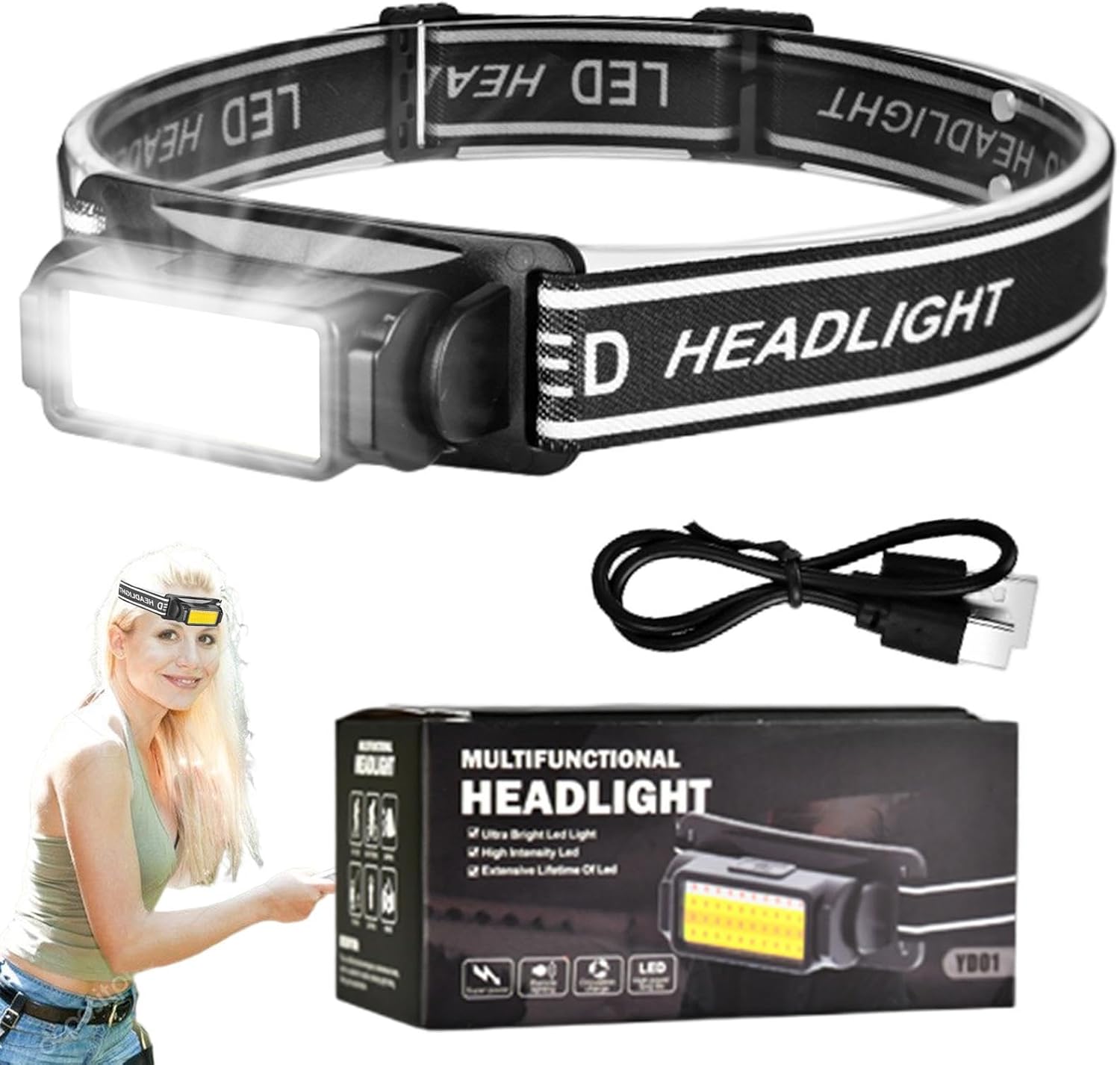 Amazon.com: Head Lamp, 800mAh Beam Led Head Lamp, Rechargeable Headlamp ...