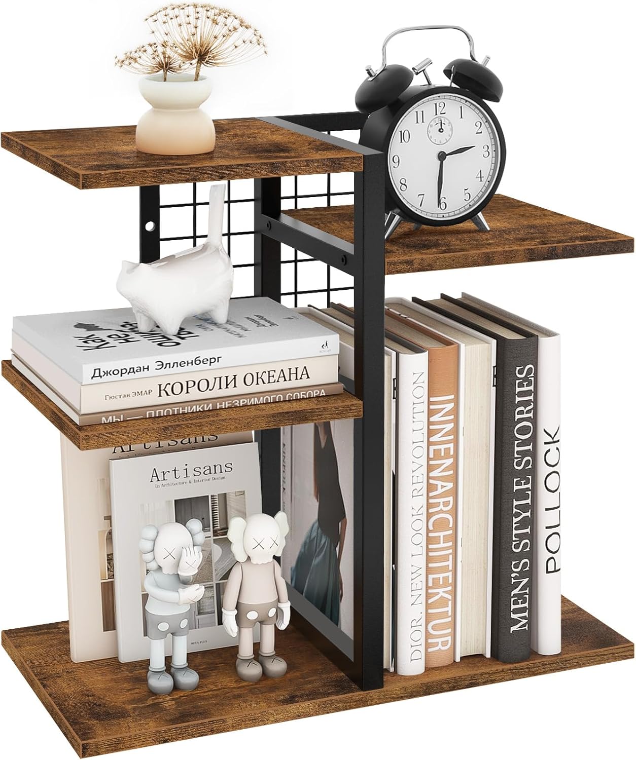 Amazon.com: ELITEROO Desktop Shelf Organizer, 4-Tier Wooden Desk ...