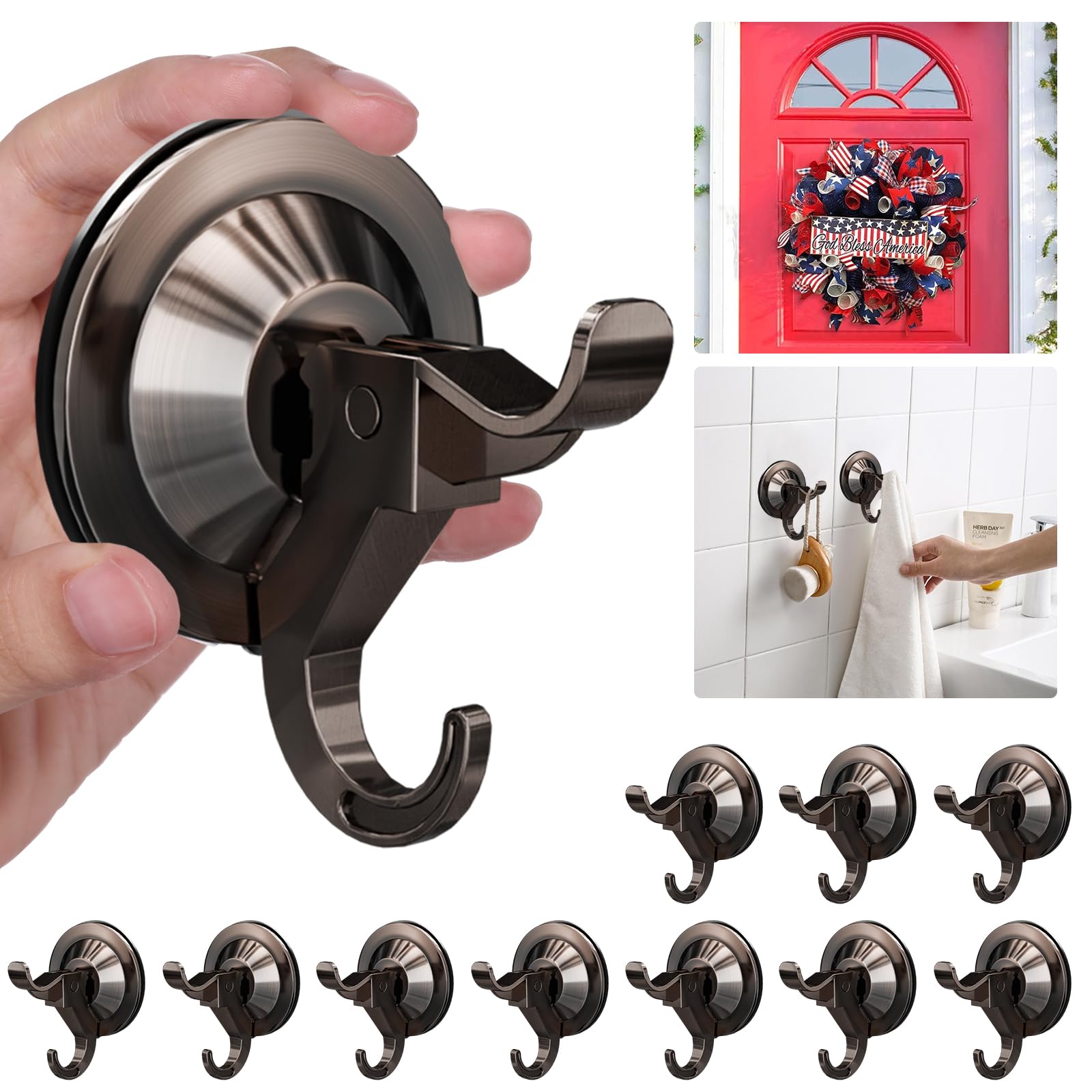 Amazon.com: Antimbee Shower Suction Cup Hooks, 10 Pack Removable Glass ...