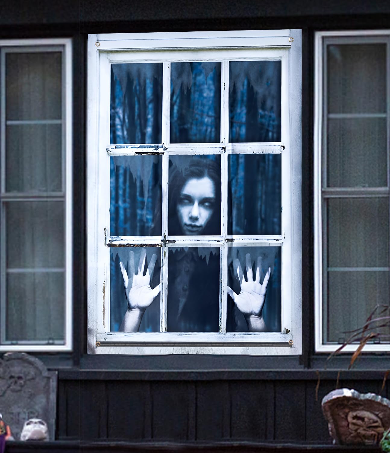 Amazon.com: Halloween Window Decorations 31.5x47.2" Window Door Wall Cover Scary Halloween ...