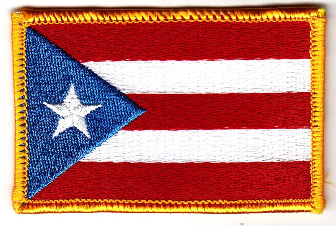 Amazon.com: PUERTO RICO FLAG w/GOLD BORDER/Iron On Patch Applique ...