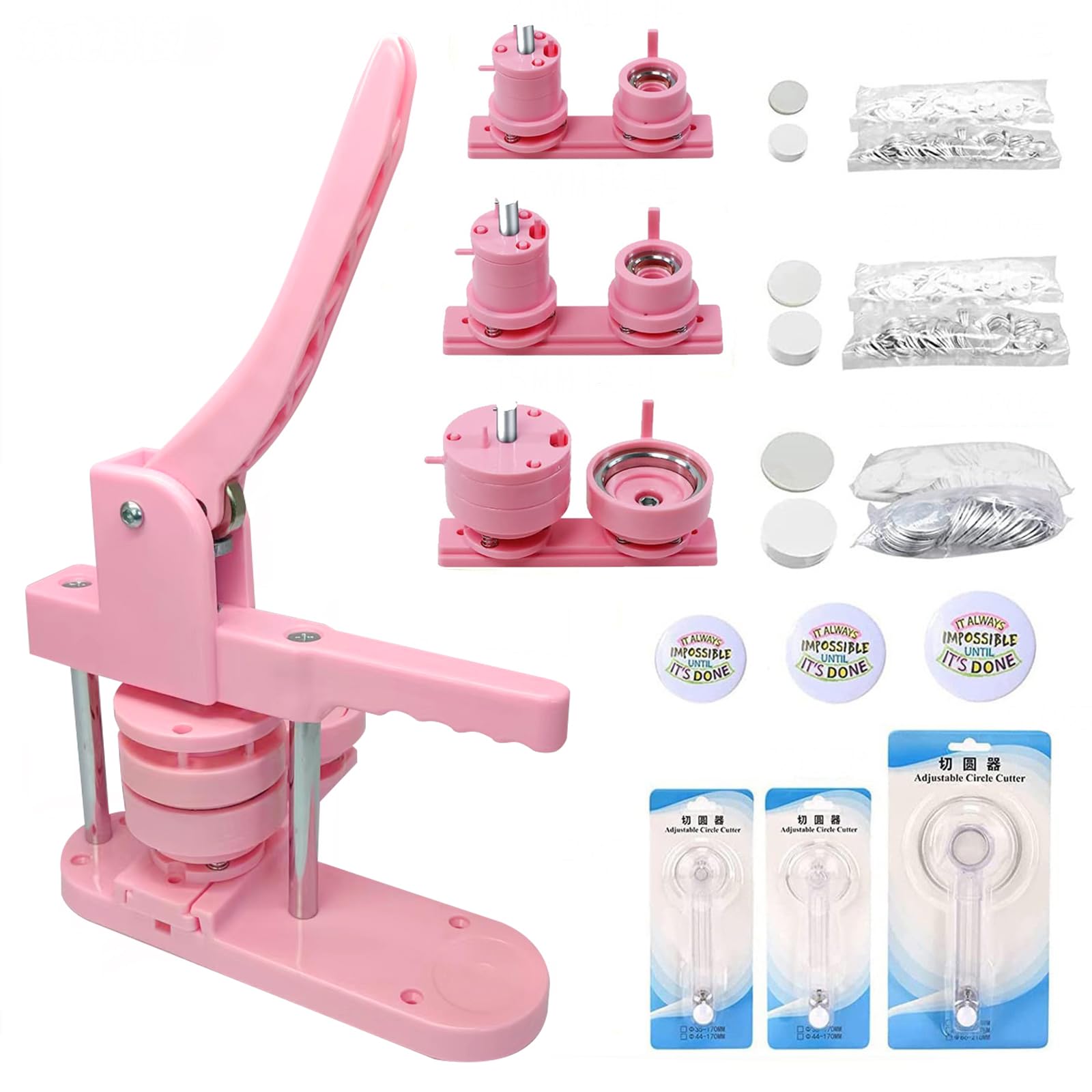 Button Maker Machine Multiple Sizes 1+1.25+2.25 inch Pin Making Kit for ...