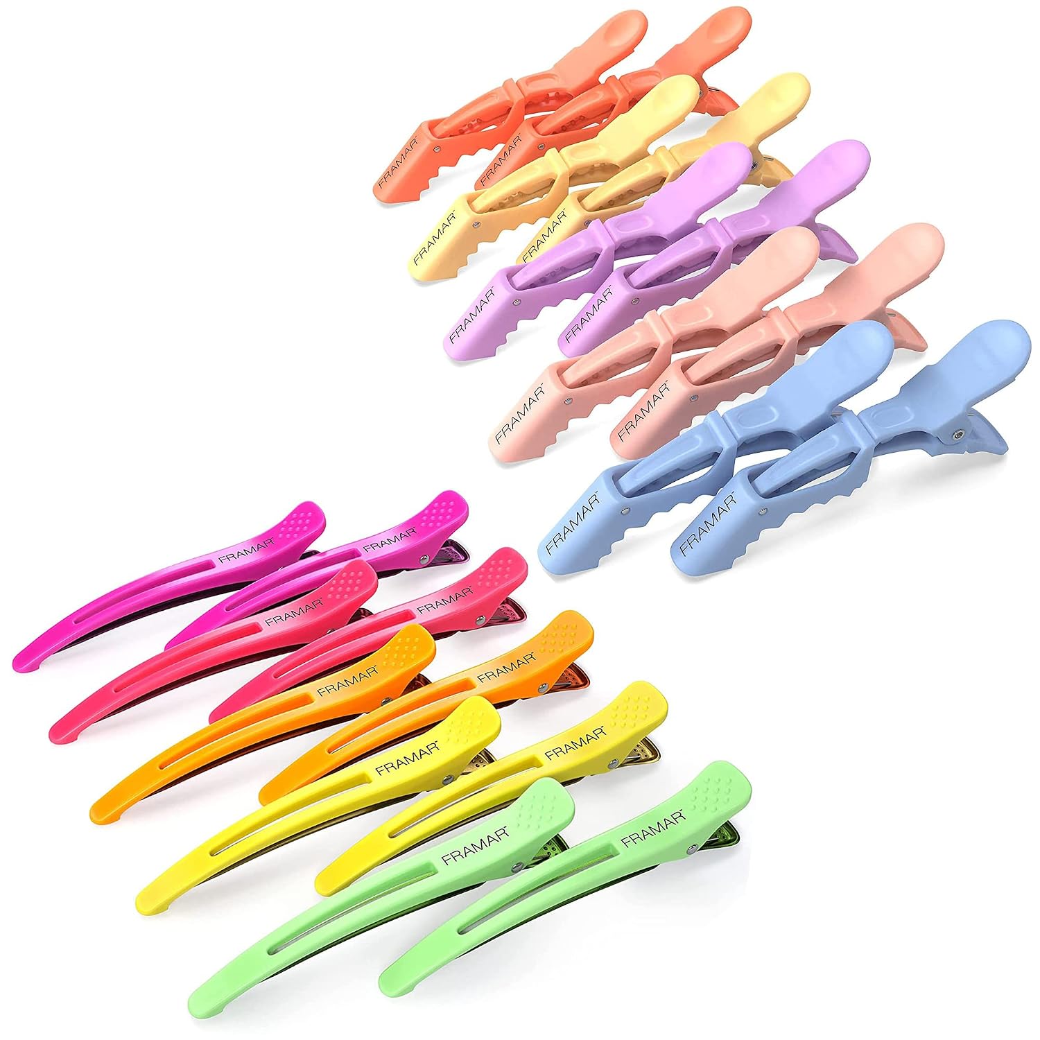 Amazon.com : FRAMAR Pastel Alligator Hair Clips 10 Pack + FRAMAR Neon ...