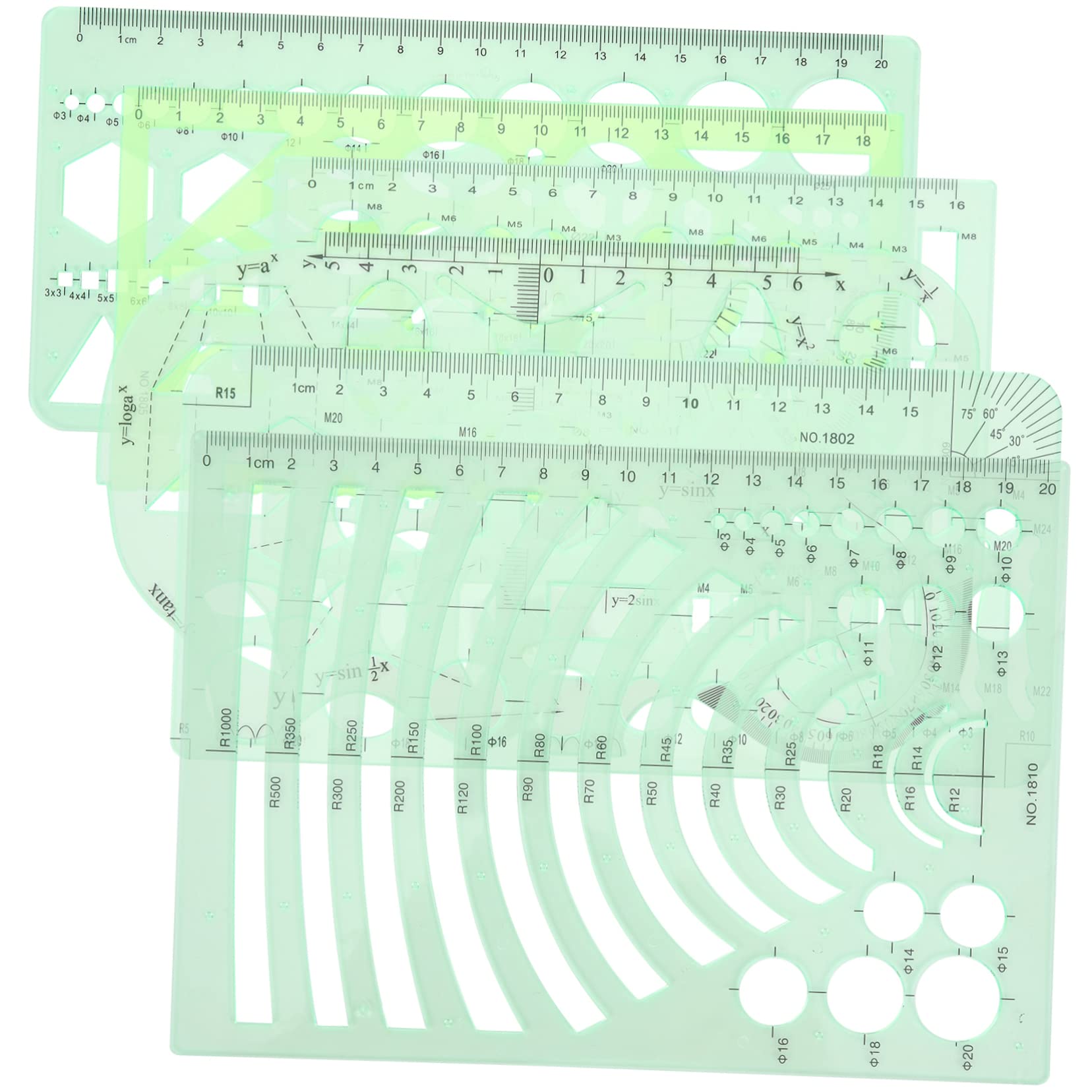 Student Architect Design Template Shape Stencils Green Plastic Geometry ...