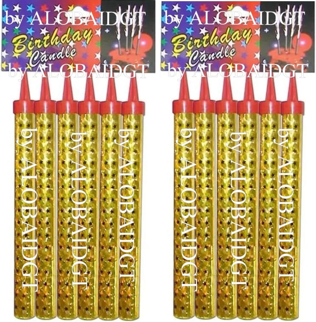 Sparkling Candle Birthday Cake Topper Candle for Party, Gold, 15cm, Set ...