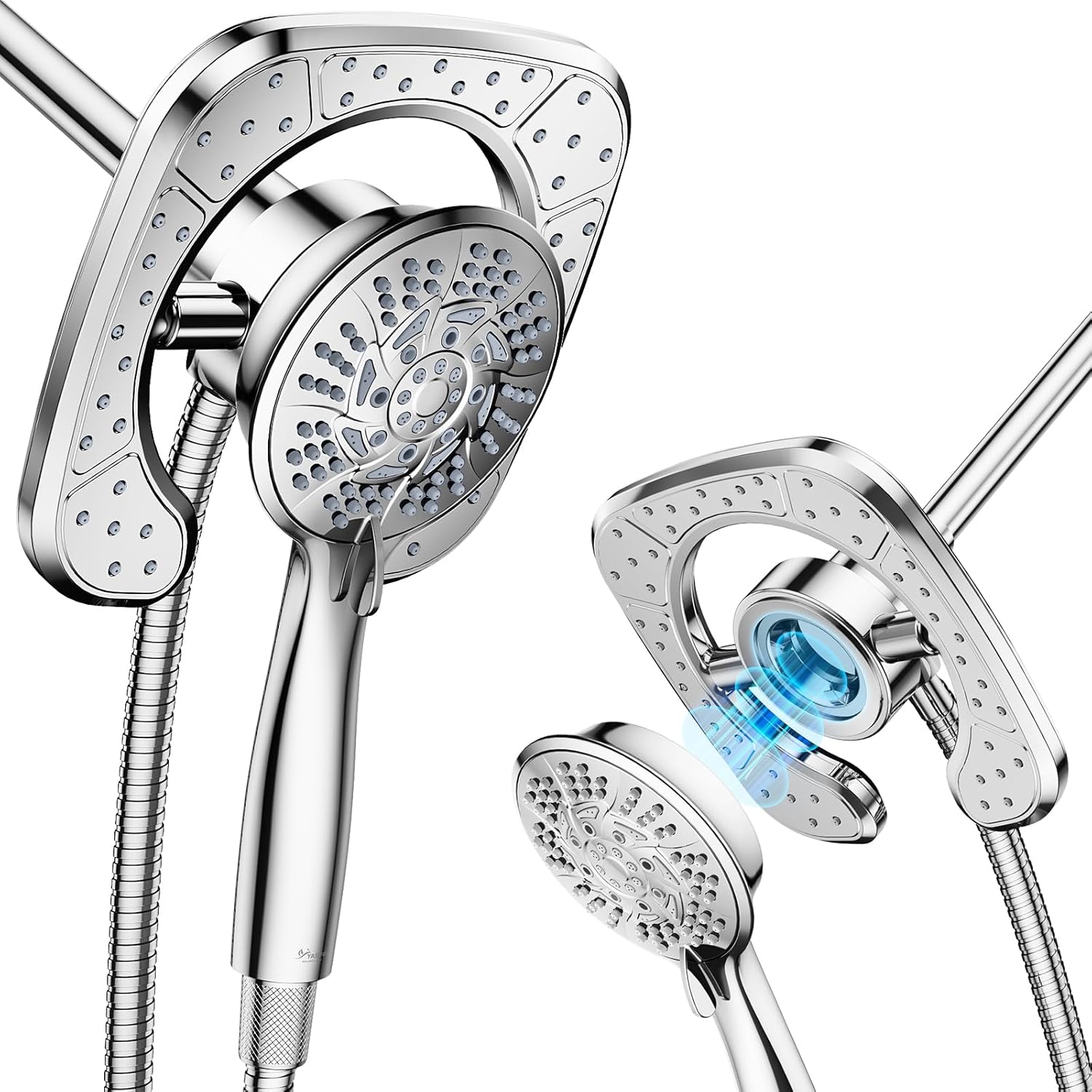 High Pressure Shower Heads, 7.3Inch 2 in 1 Rainfall Shower Head ...