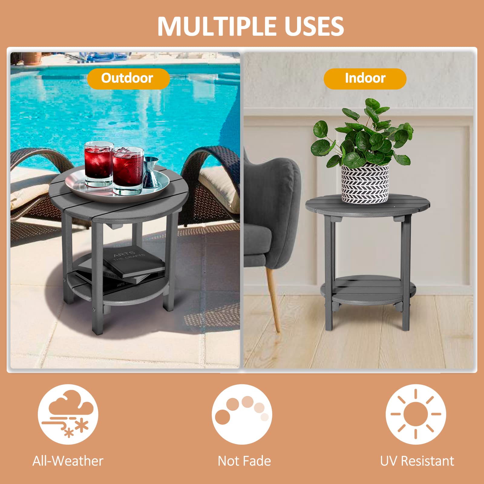 Snapklik.com : LOENIY 2 -Tier Outdoor Side Table HDPE Adirondack Table ...