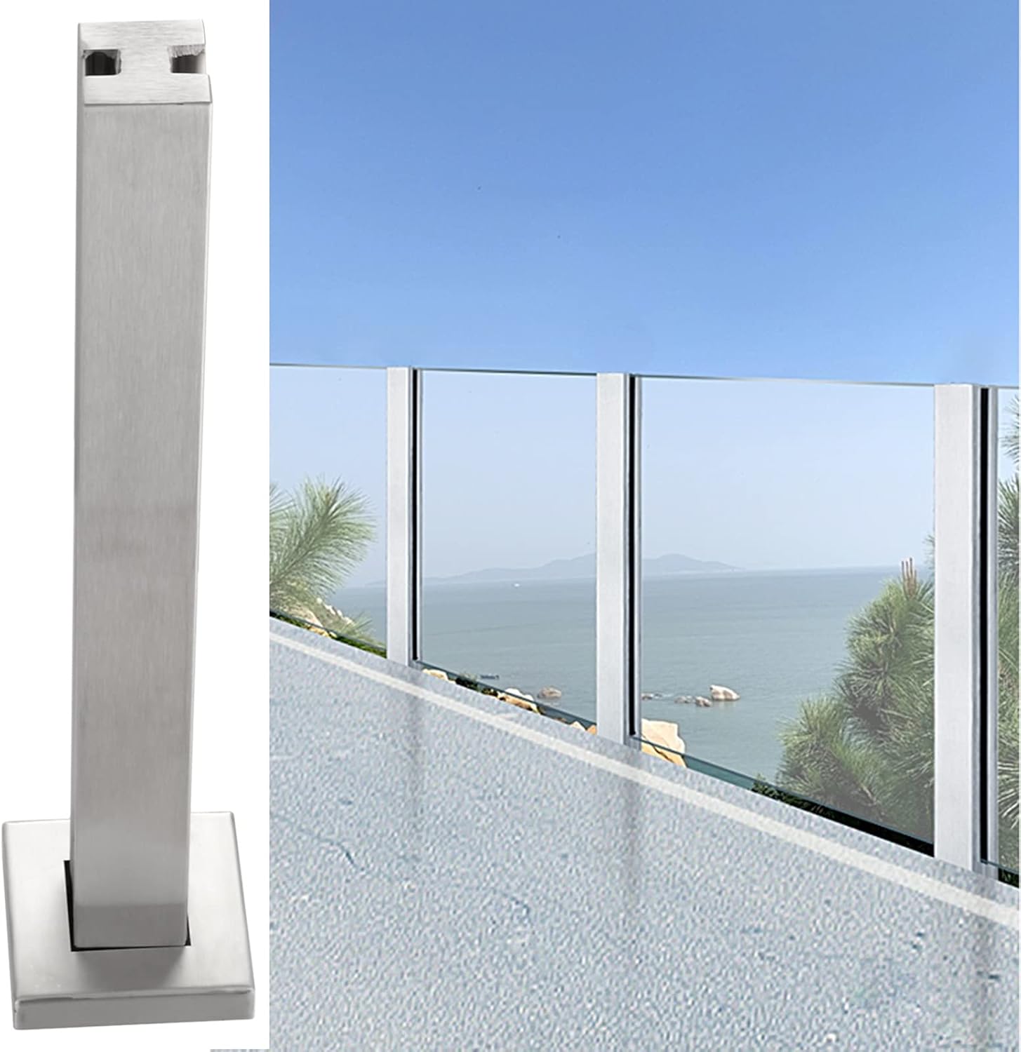 Glass Deck Railing System Glass Panel Post, 60/70/80/90/100 cm Tall ...
