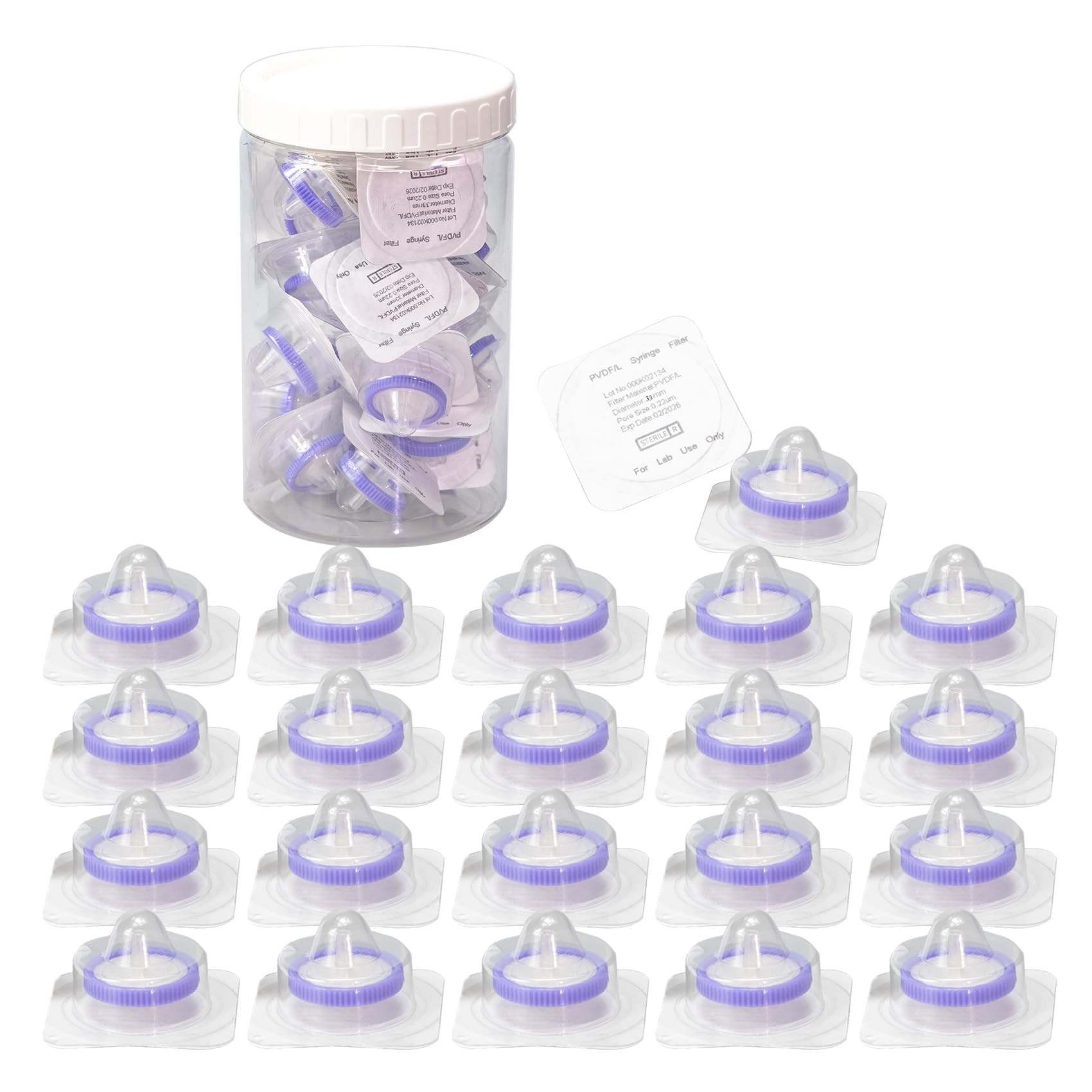 Snapklik.com : Sterilized Syringe Filter PVDF 20 Pack, 0.22 Um Pore ...